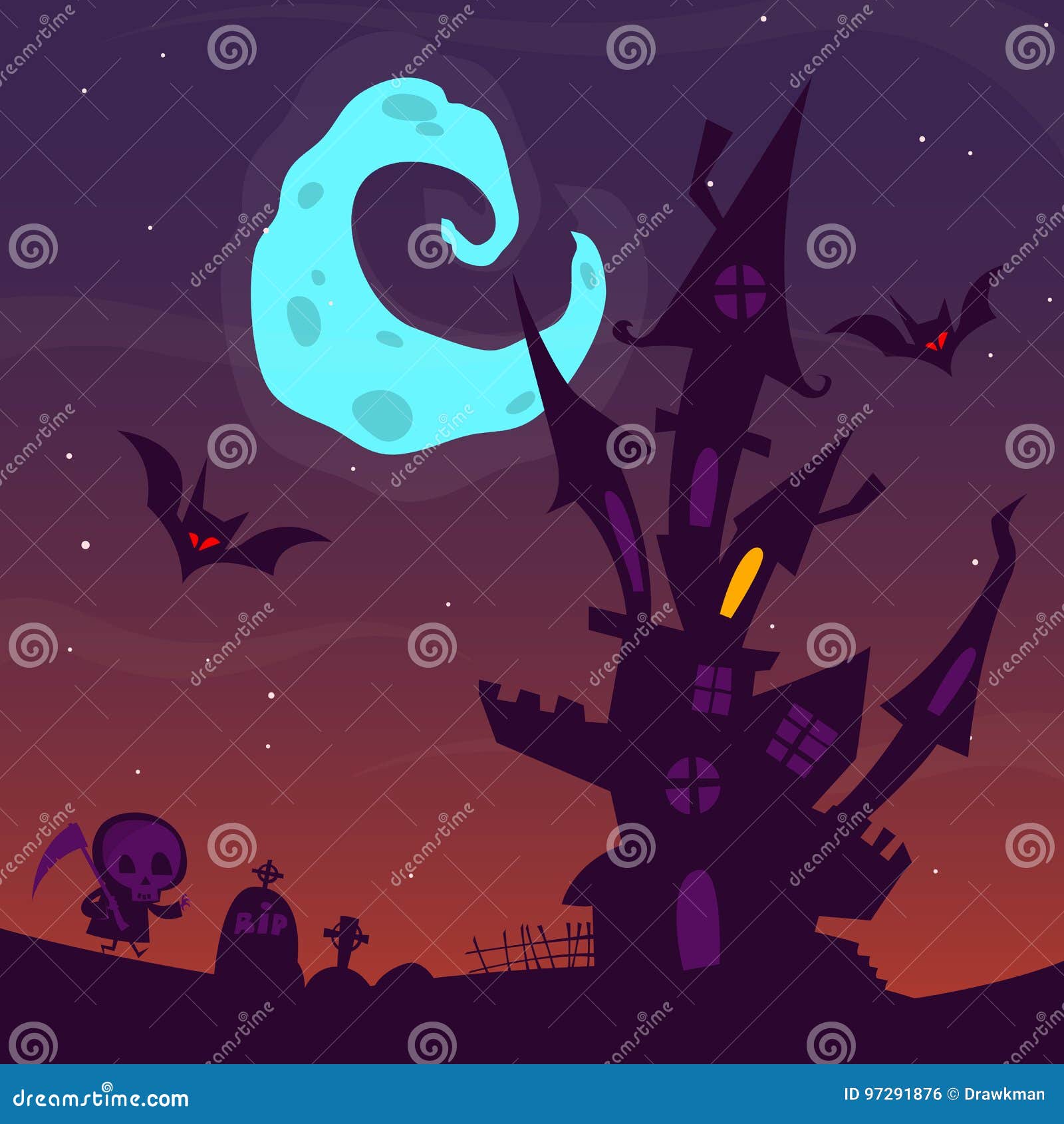 Spooky Old Ghost House. Halloween Cartoon Background. Vector ...