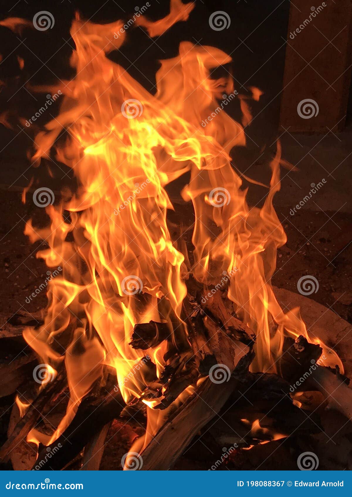 Spooky Orange Campfire at Night Stock Image - Image of burning ...