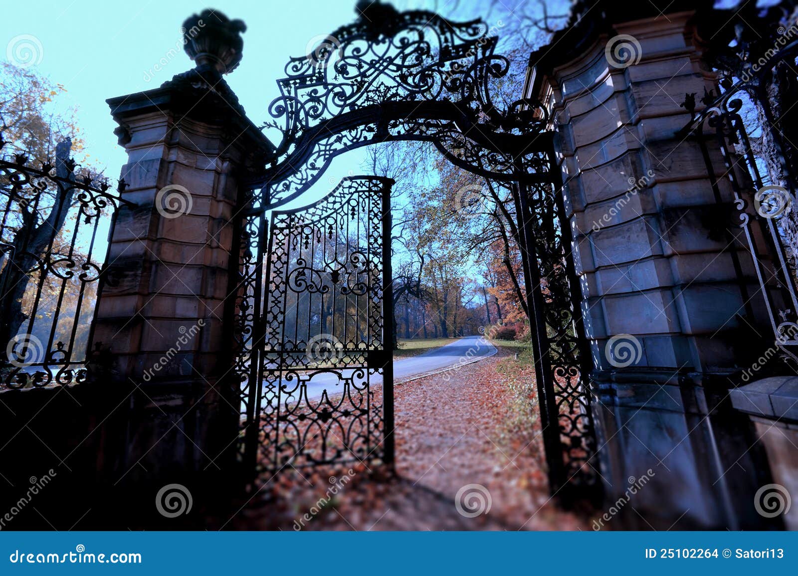 Spooky park stock photo. Image of nature, garden, fence - 25102264