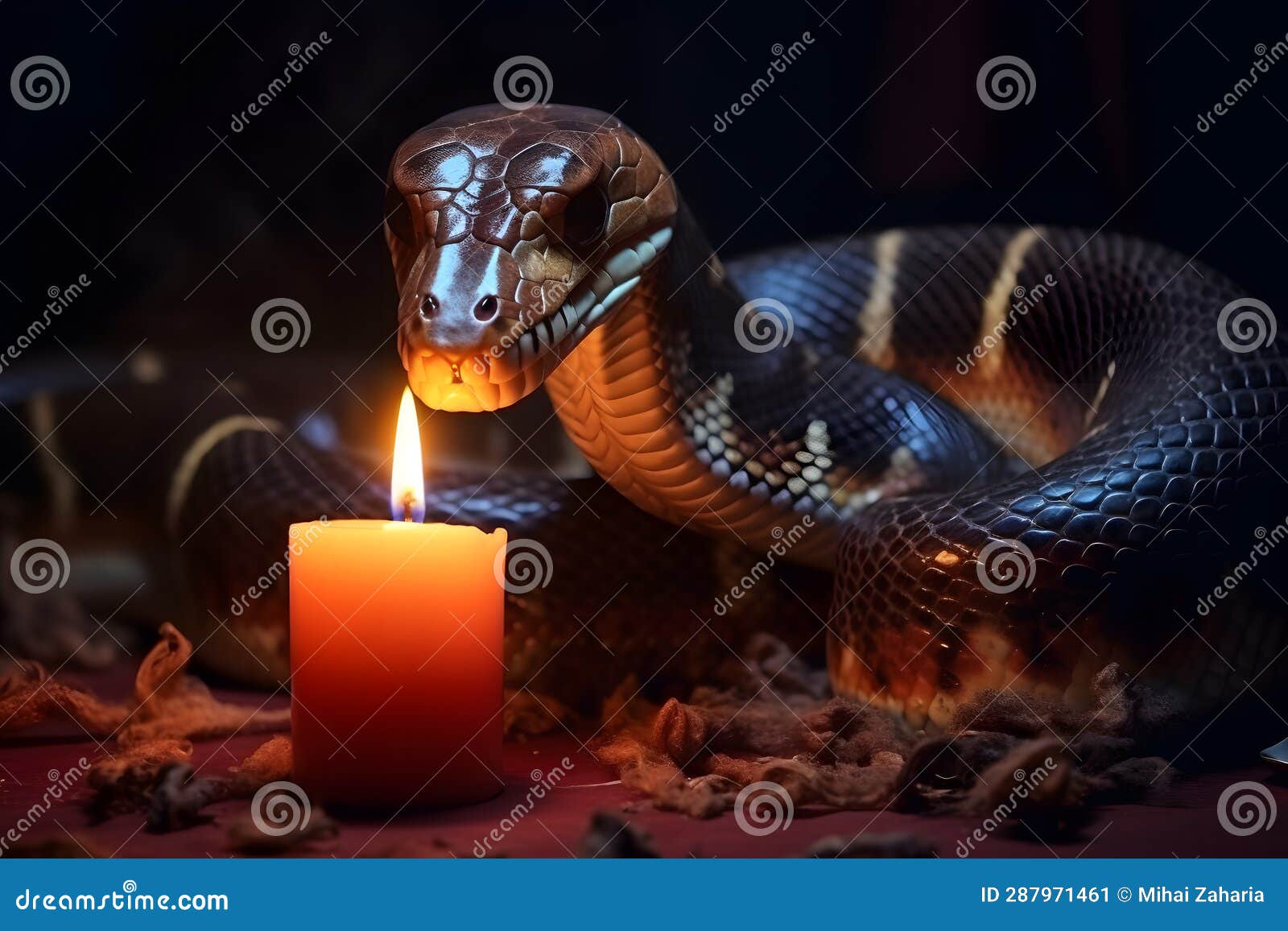 Spooky Portrait of a Cobra Snake in a Halloween Setup in Studio ...