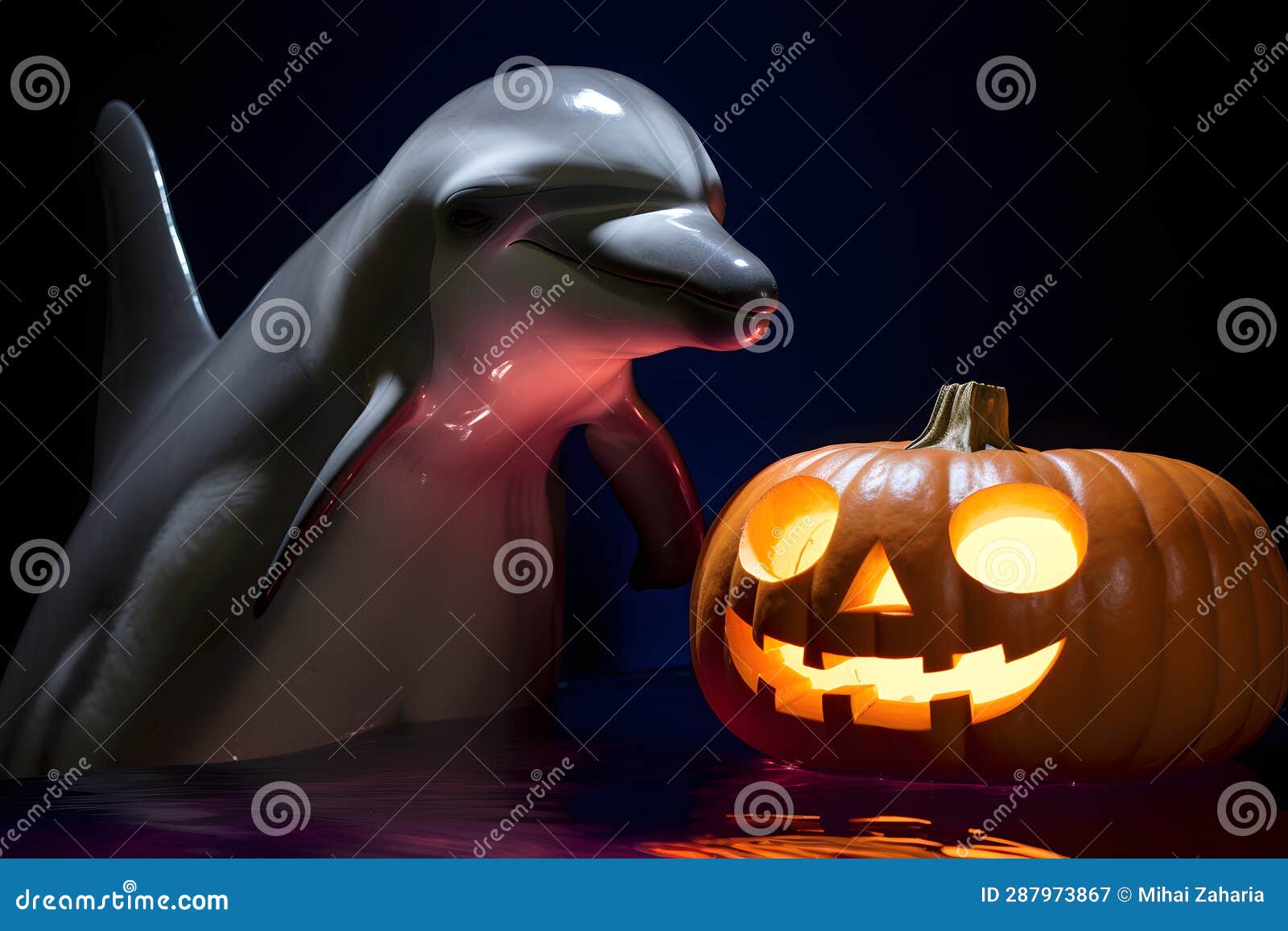 Spooky Portrait of a Dolphin in a Halloween Setup in Studio, Dramatic ...