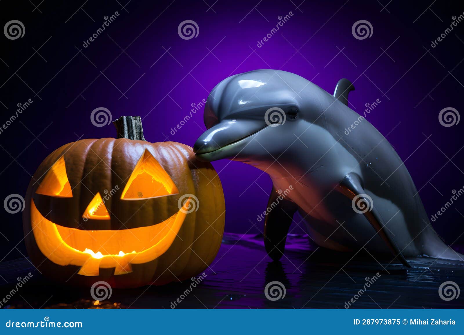 Spooky Portrait of a Dolphin in a Halloween Setup in Studio, Dramatic ...