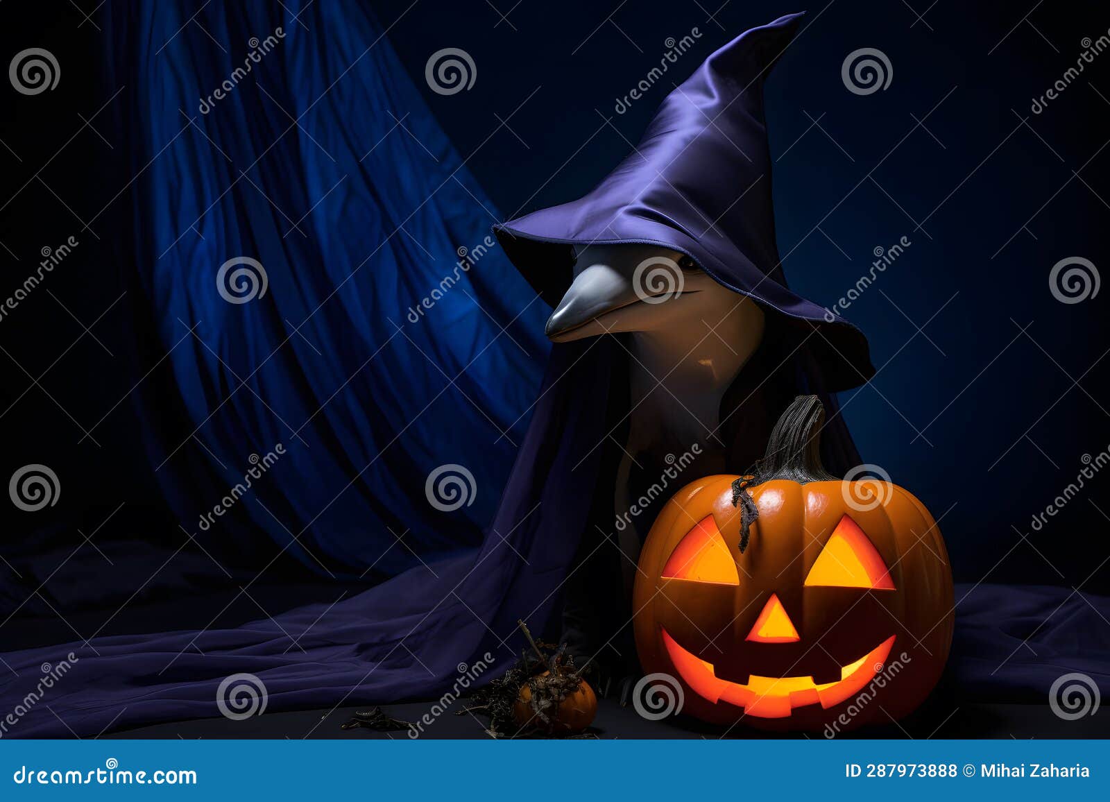 Spooky Portrait of a Dolphin in a Halloween Setup in Studio, Dramatic ...