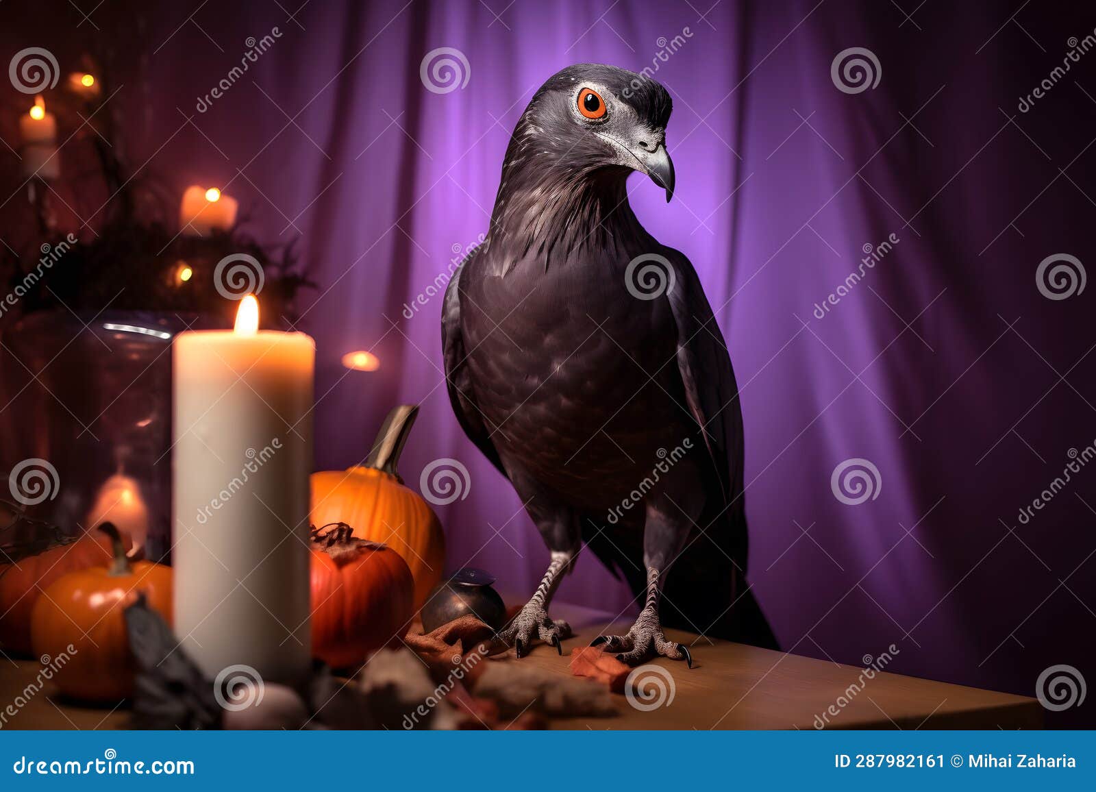Spooky Portrait of a Pigeon in a Halloween Setup in Studio, Dramatic ...