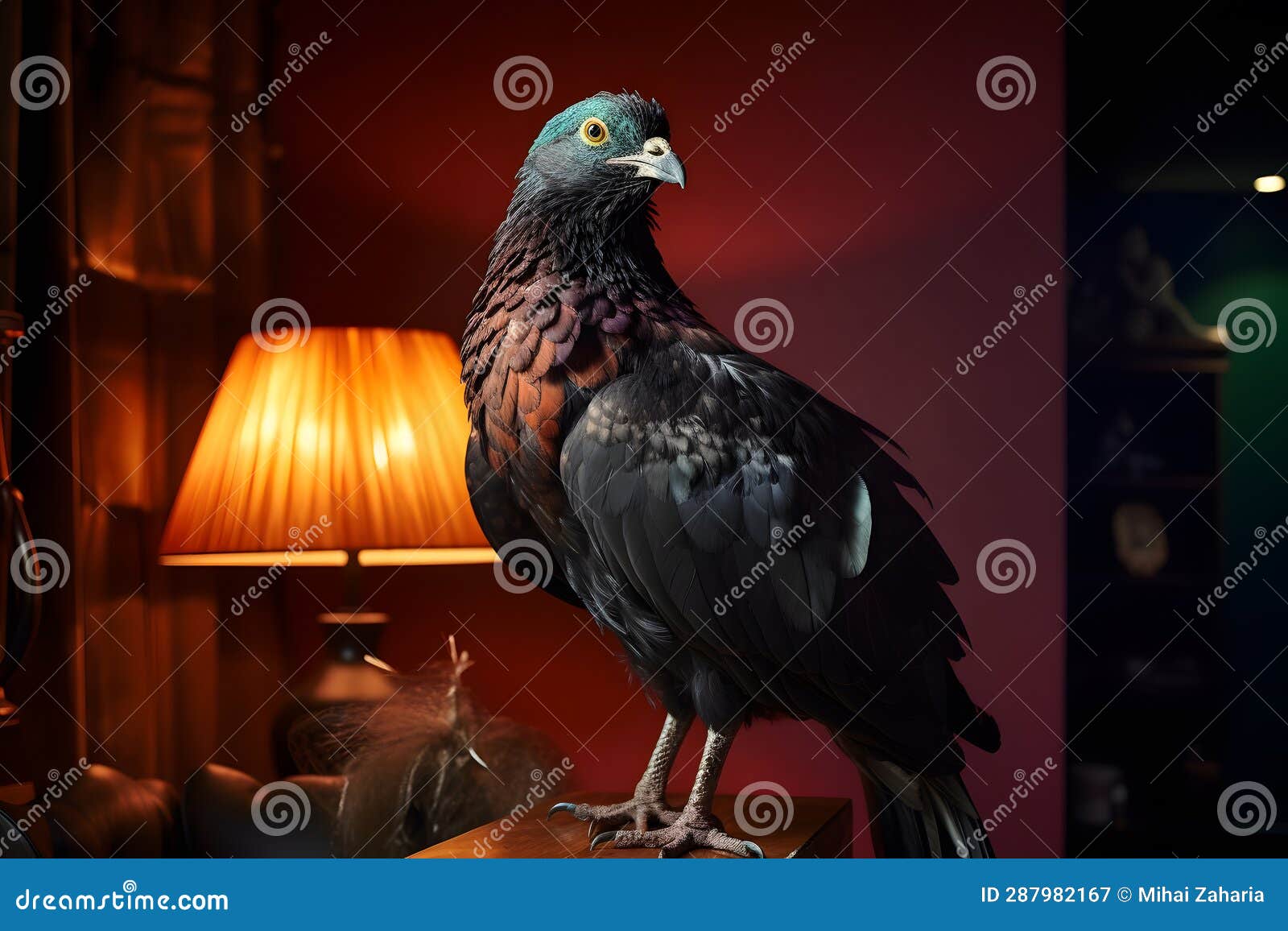 Spooky Portrait of a Pigeon in a Halloween Setup in Studio, Dramatic ...
