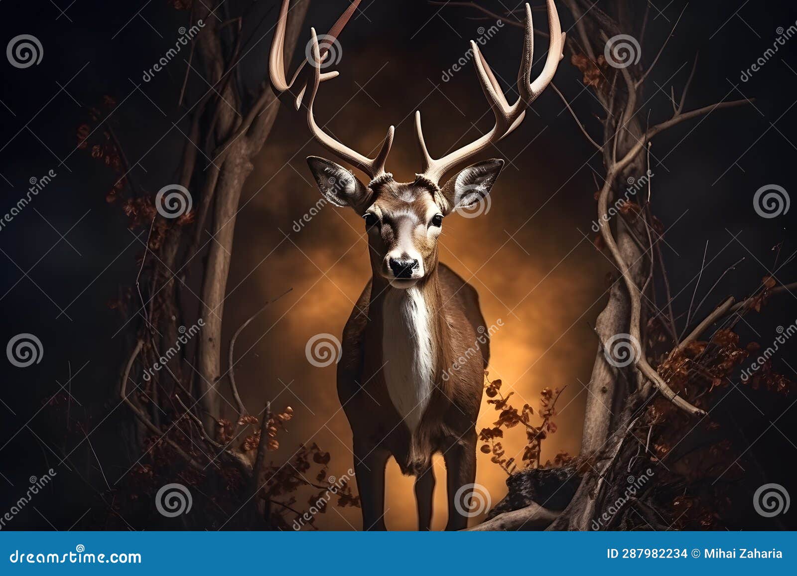 Spooky Portrait of a Reindeer or Deer in a Halloween Setup in Studio ...
