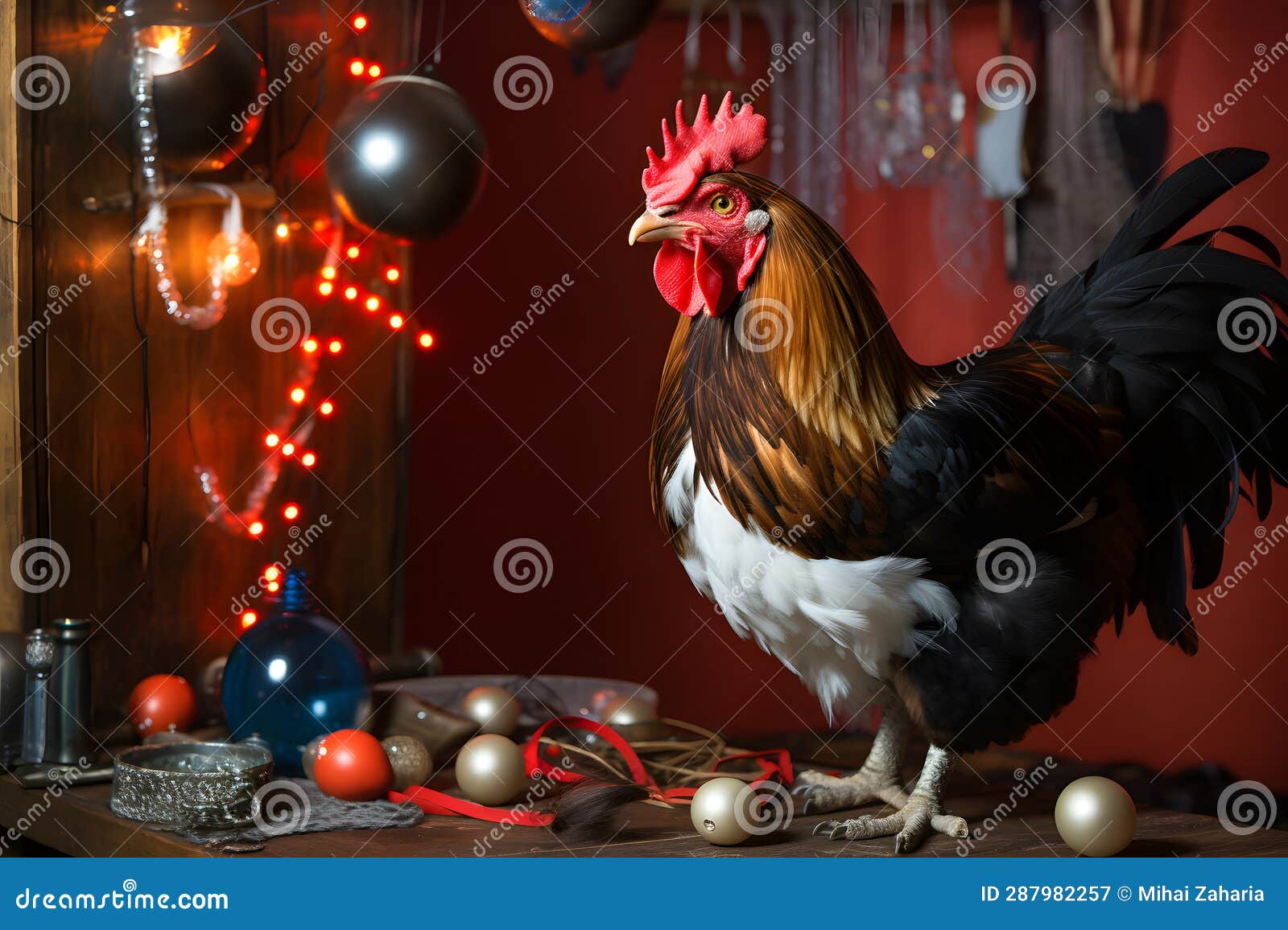 Spooky Portrait of a Rooster or Chicken in a Halloween Setup in Studio ...