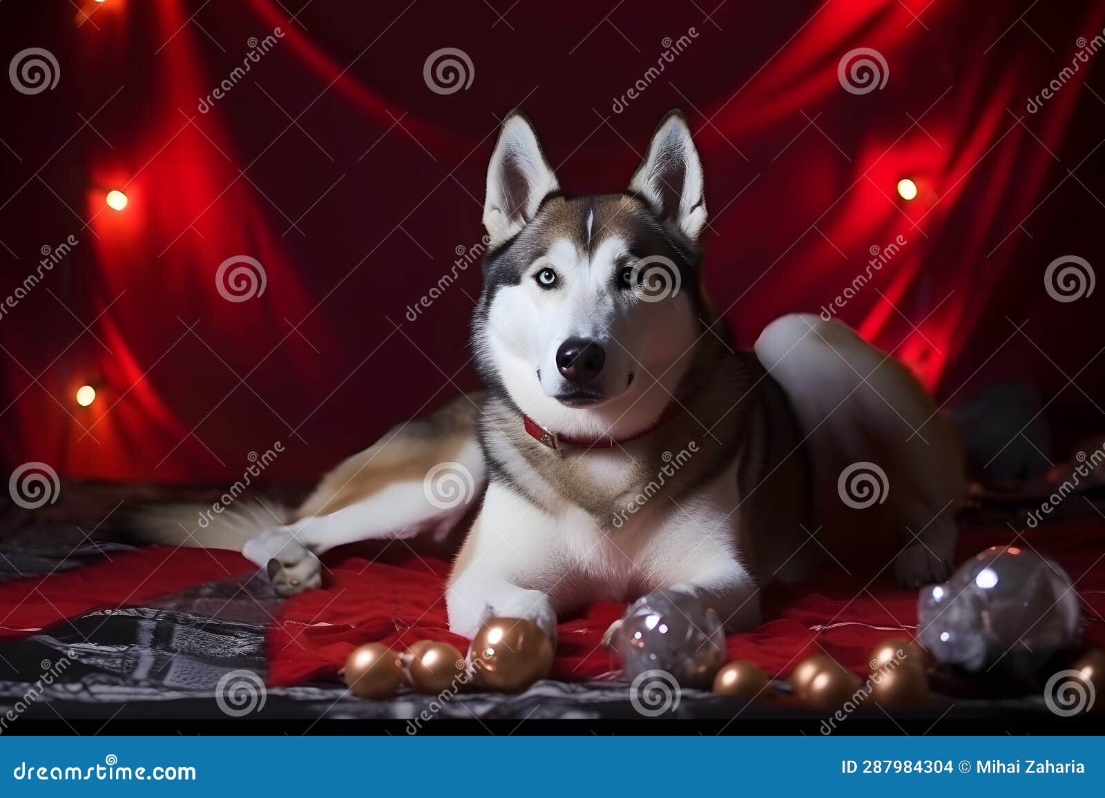 Spooky Portrait of a Siberian Husky (dog) in a Halloween Setup in ...