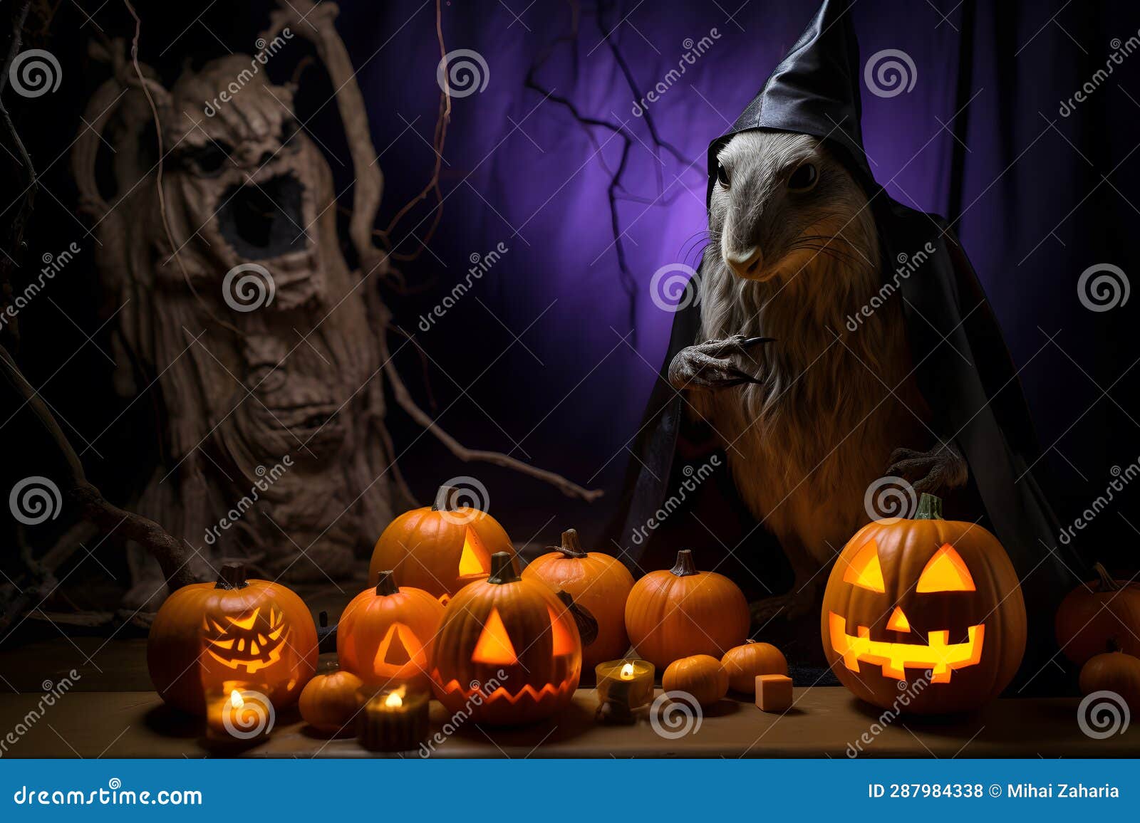 Spooky Portrait of a Squirrel in a Halloween Setup in Studio, Dramatic ...