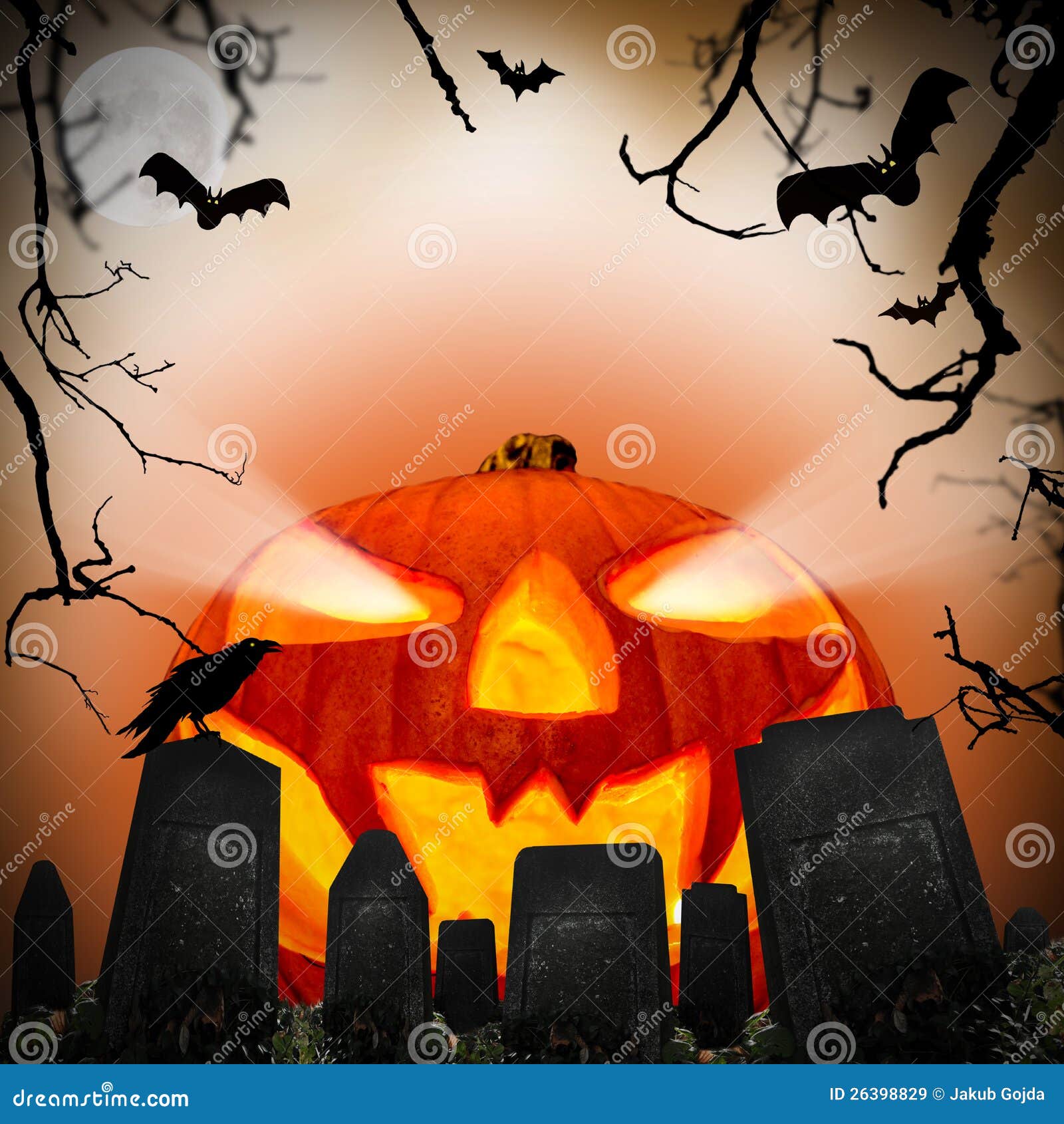 Spooky pumpkin stock illustration. Illustration of glowing - 26398829