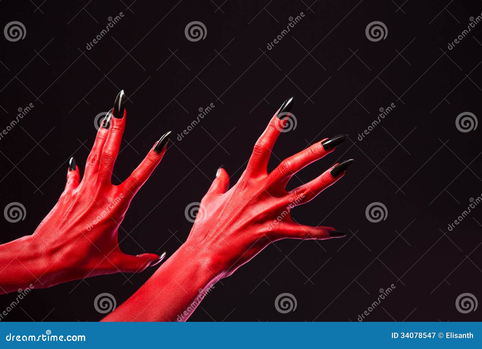 Spooky Red Devil Hands Black Nails Real Body Art Photos - Free ...
