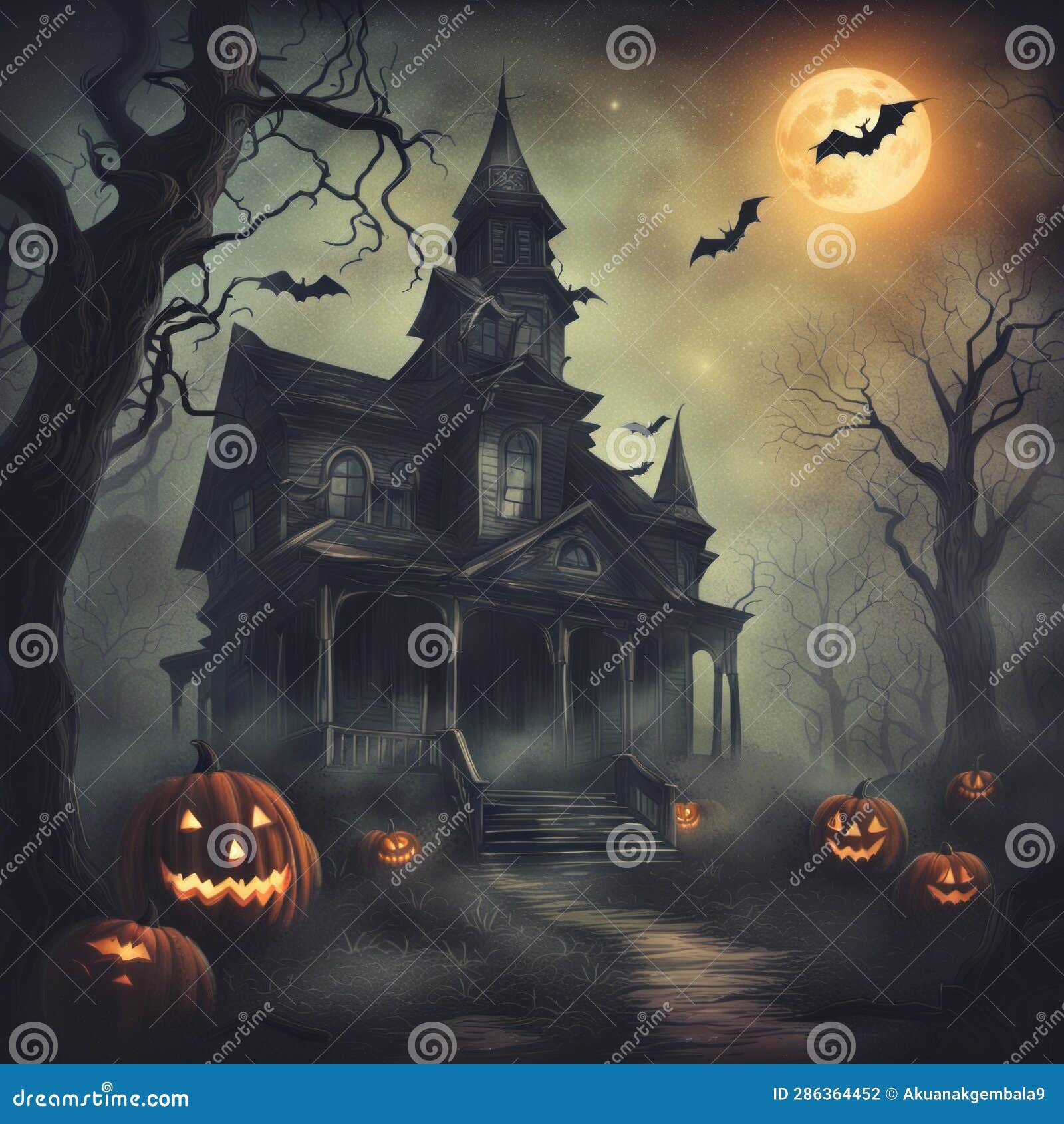 Spooky Retro Style Halloween Background Stock Illustration ...