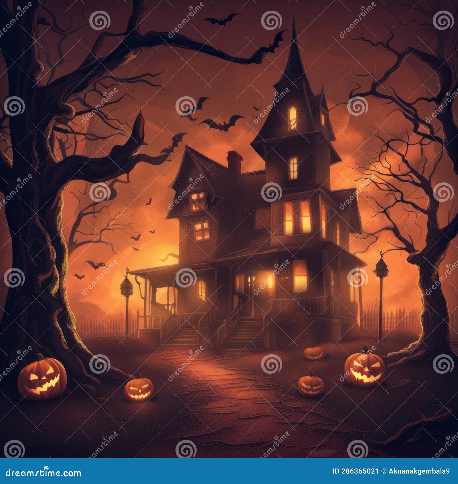 Spooky Retro Style Halloween Background Stock Illustration ...
