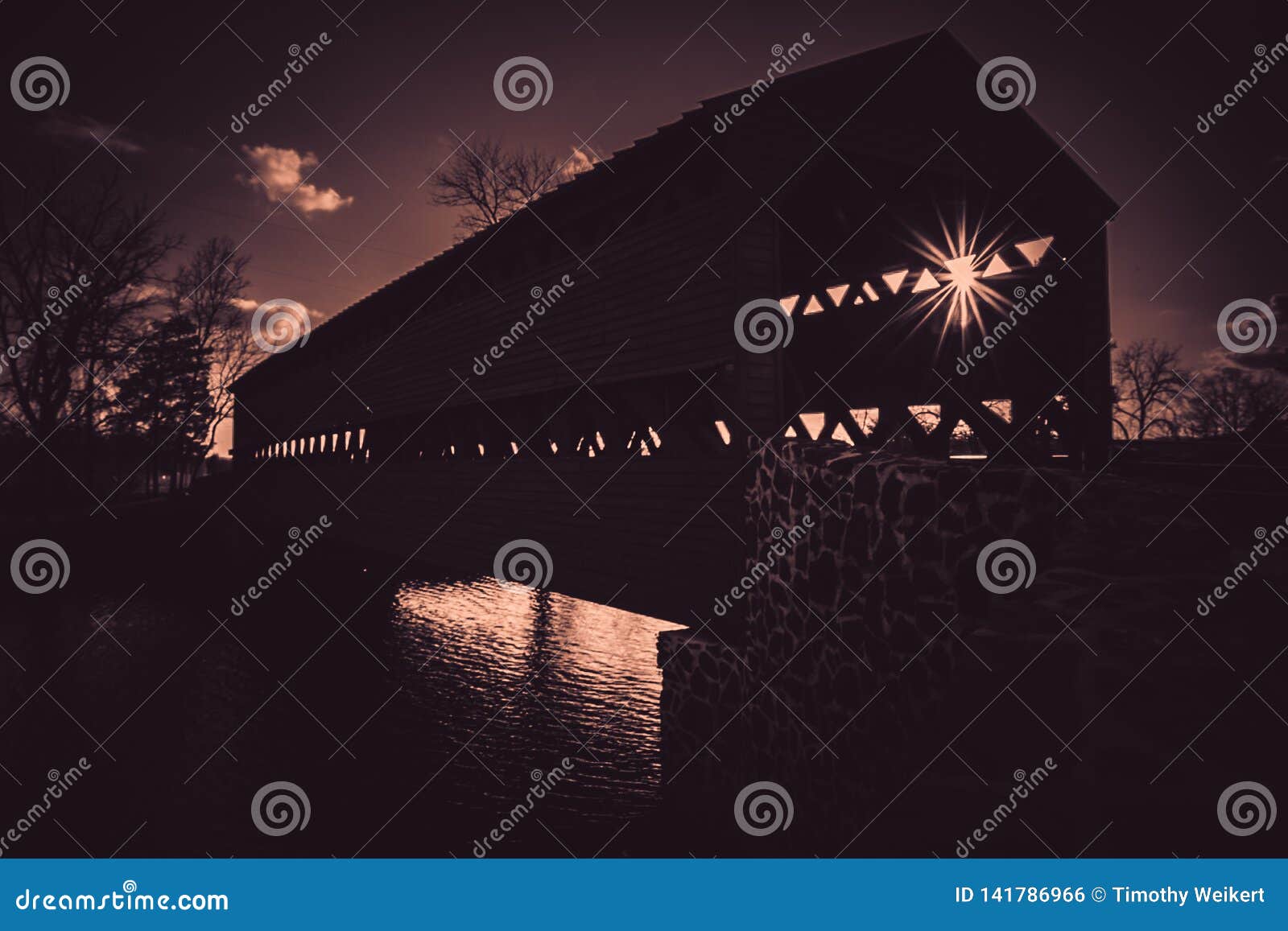 Spooky Sachs Covered Bridge in Gettysburg, PA in Silhouette with a ...