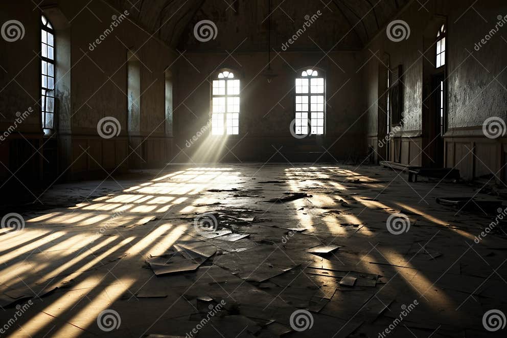 Spooky Shadows Cast on the Floor of an Empty Asylum Stock Illustration ...