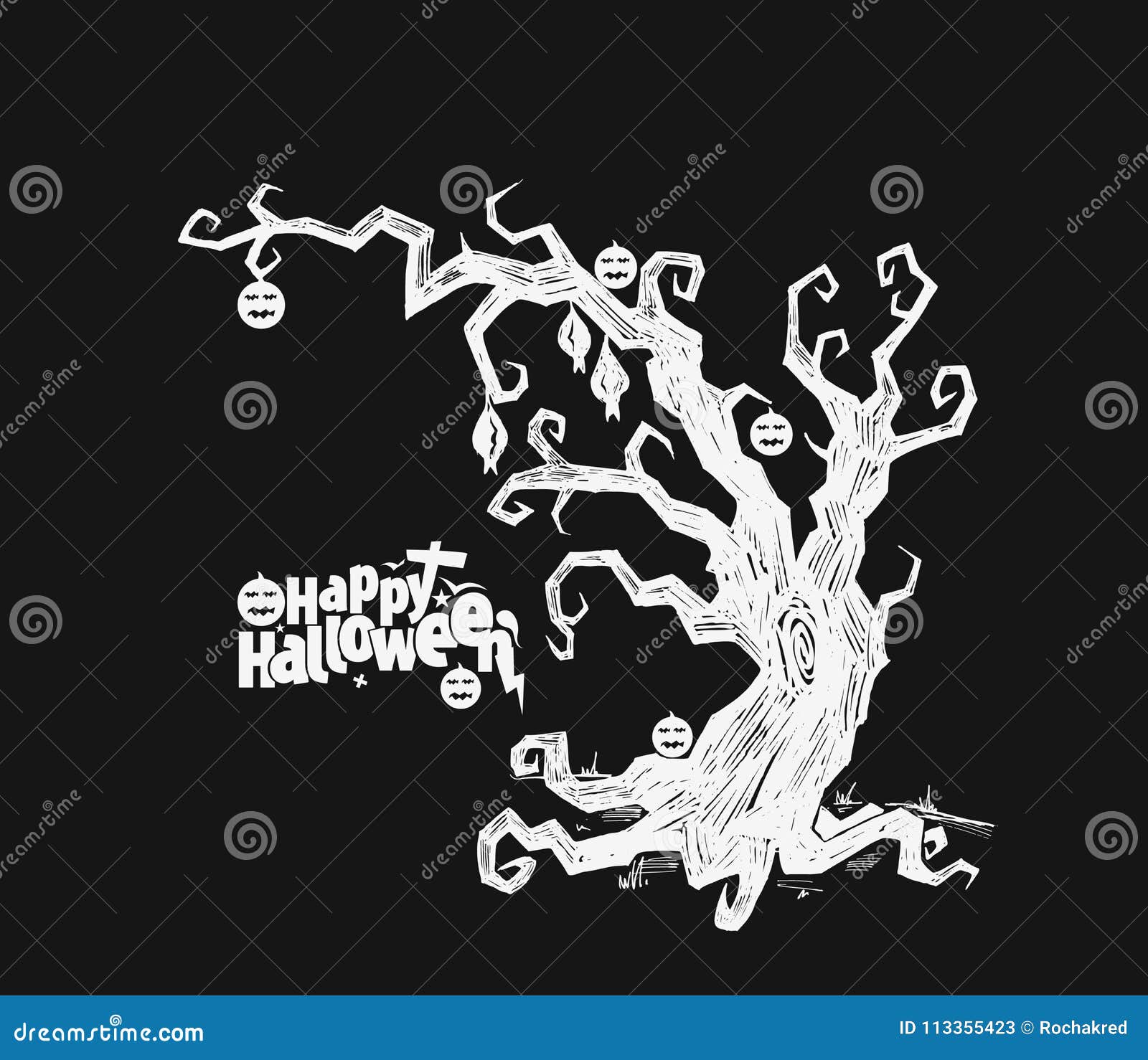 Spooky Cat Silhouette With Full Moon In Background Vector Illustration ...