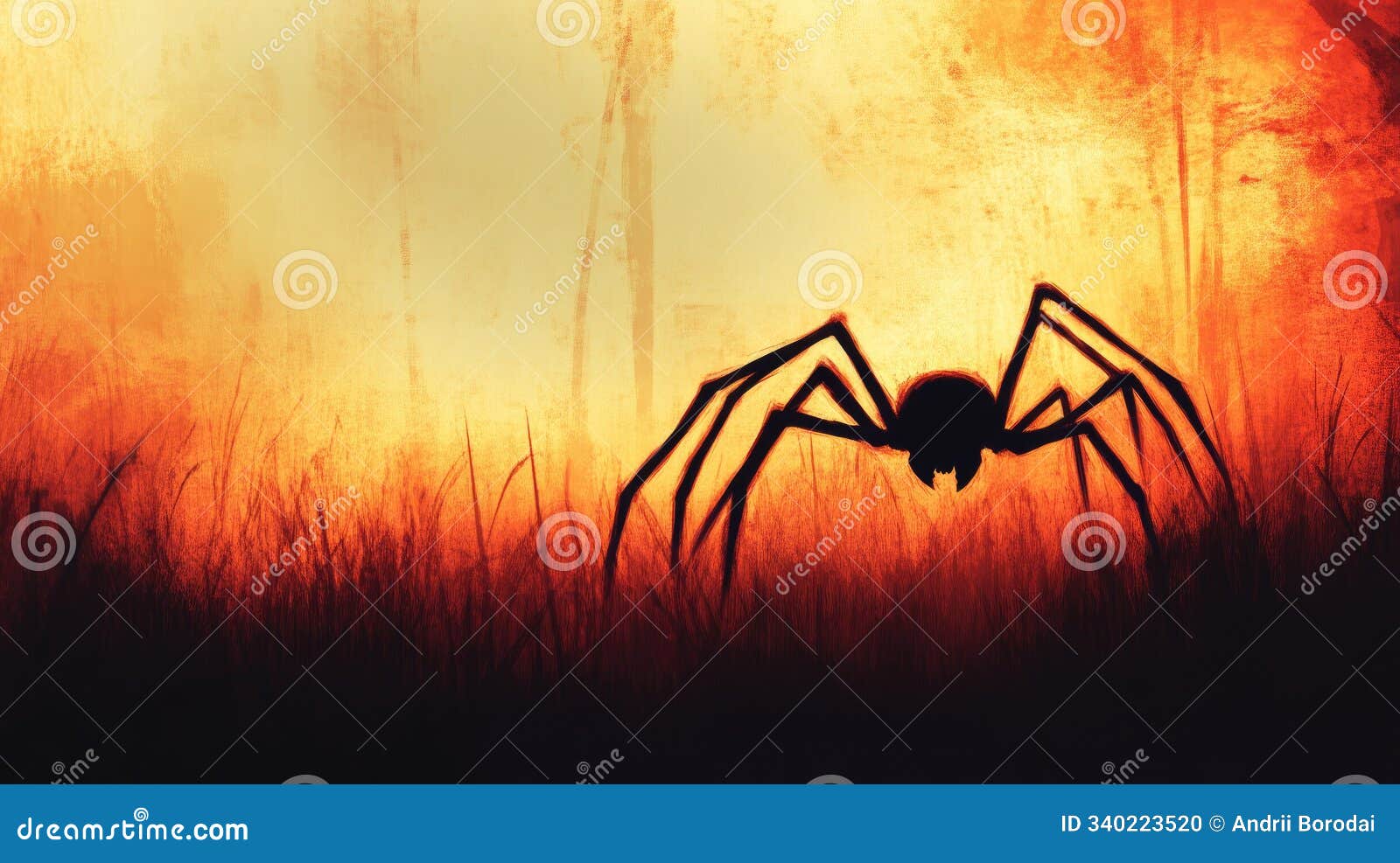 Spooky Silhouette of Spider in Nighttime. Stock Illustration ...