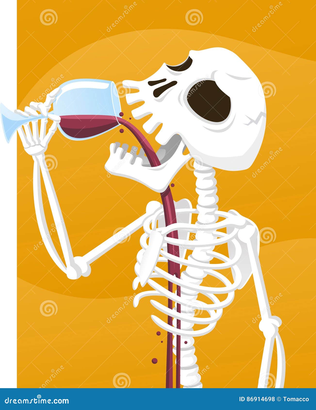 Spooky Skeleton Drinking Wine Stock Illustration - Illustration of body ...