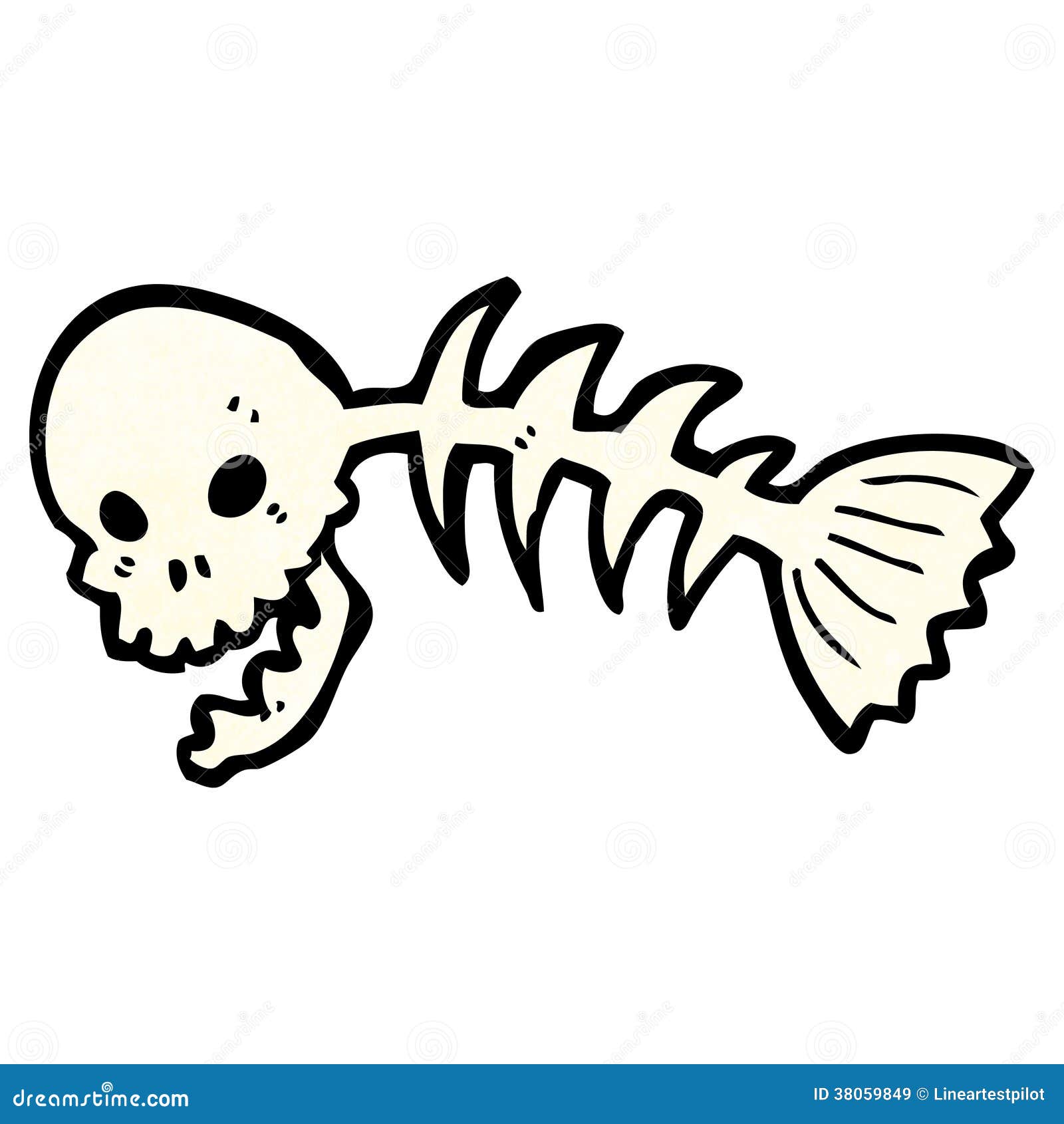 Spooky Skull Fish Bones Cartoon Stock Vector - Illustration of silly ...