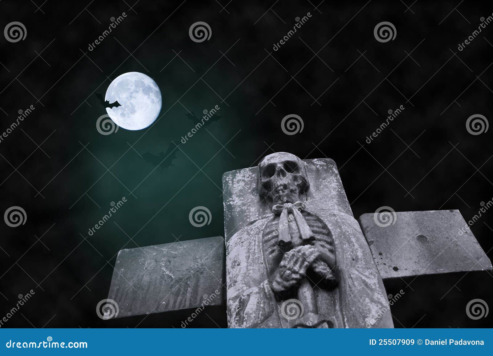 Spooky Skull and Moon stock image. Image of eerie, copy - 25507909