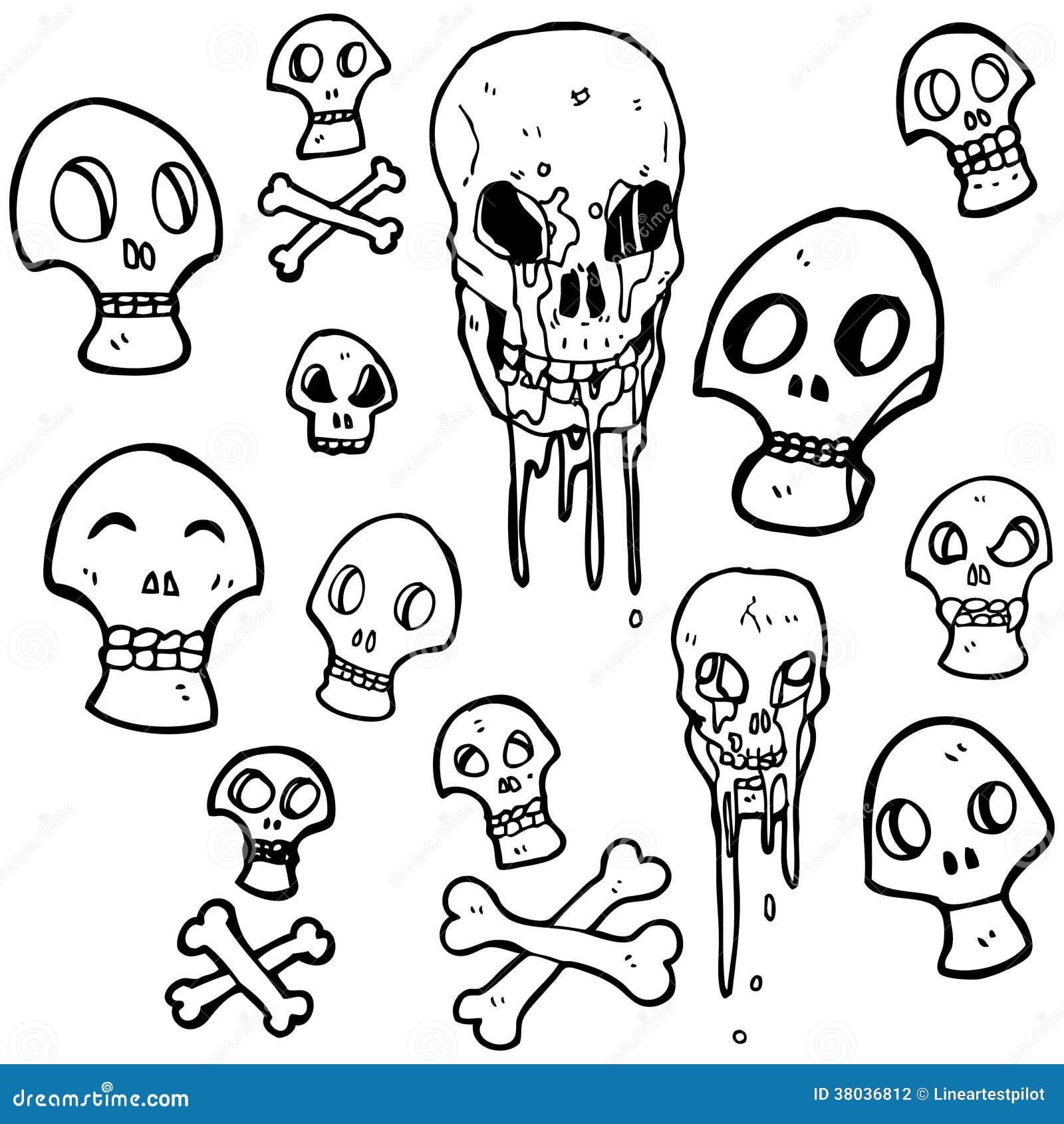 Spooky Skull Symbols Cartoon Collection Stock Vector - Illustration of ...