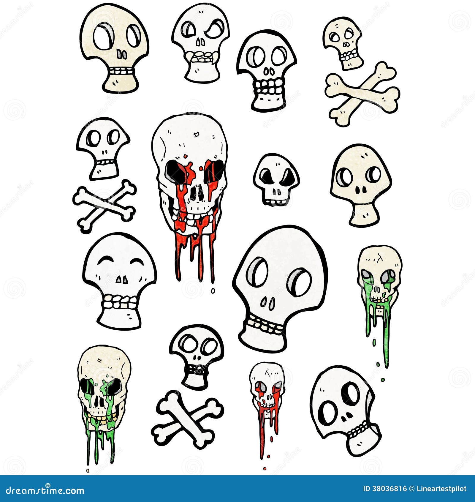 Spooky Skull Symbols Cartoon Collection Stock Vector - Illustration of ...