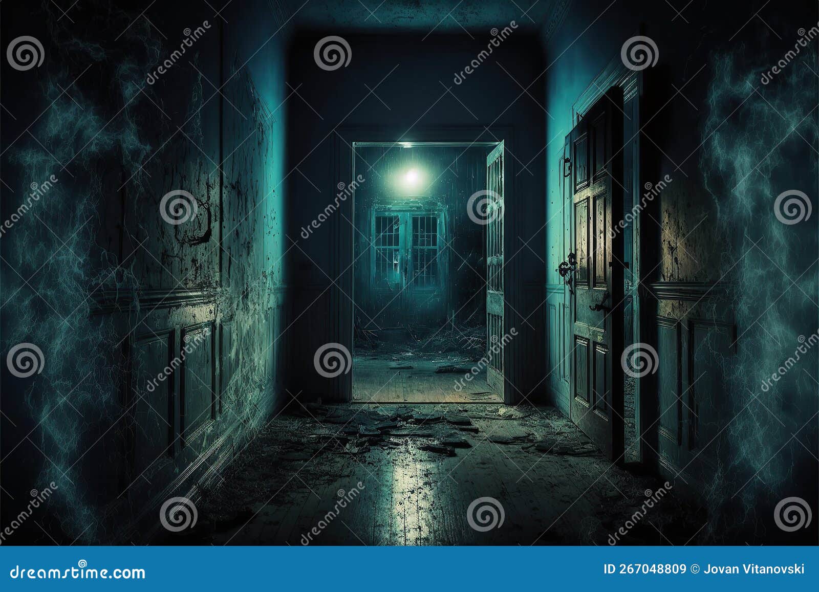 Spooky Space with Low Light Created by Generative AI Stock Illustration ...