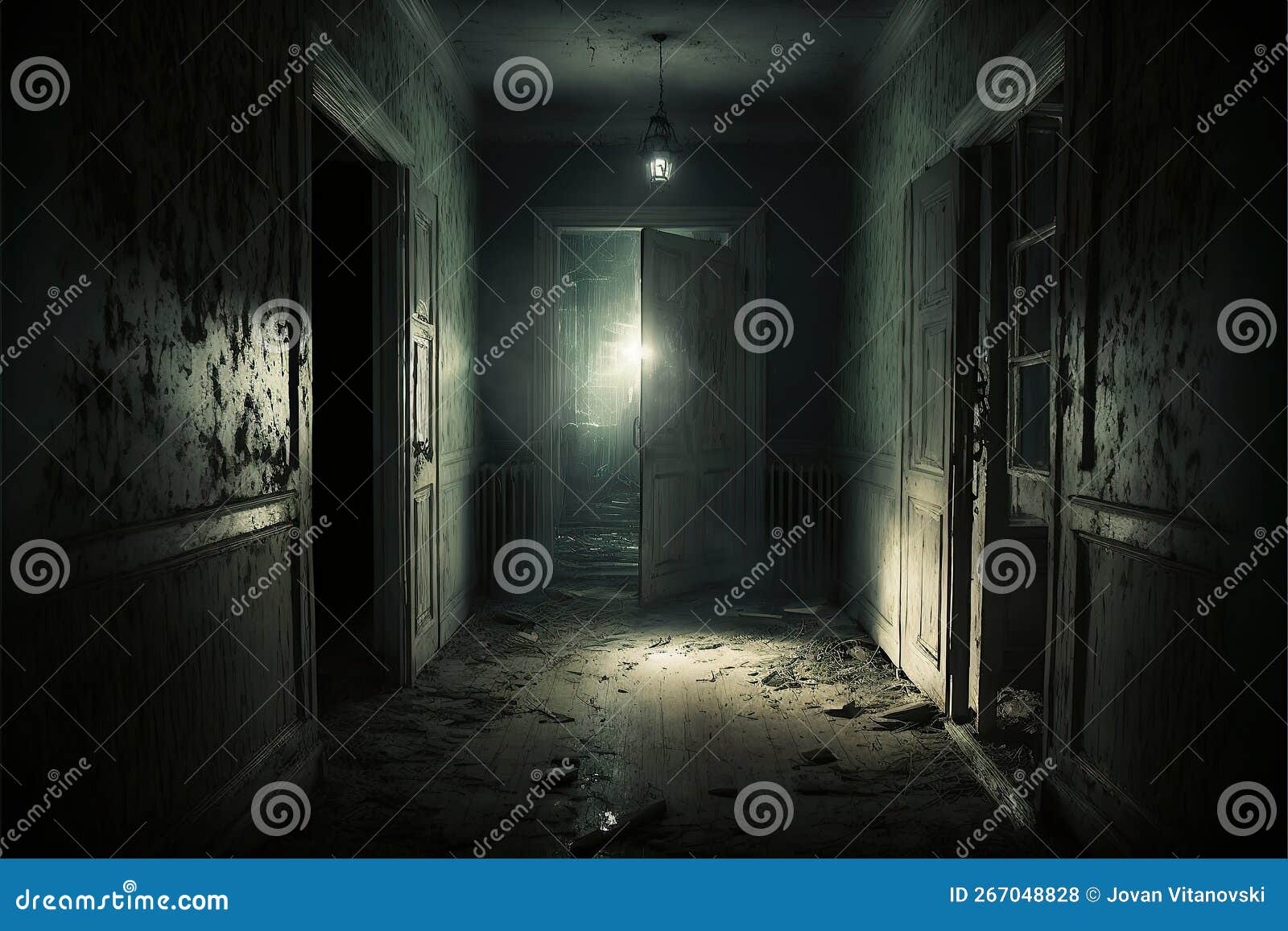 Spooky Space with Low Light Created by Generative AI Stock Illustration ...