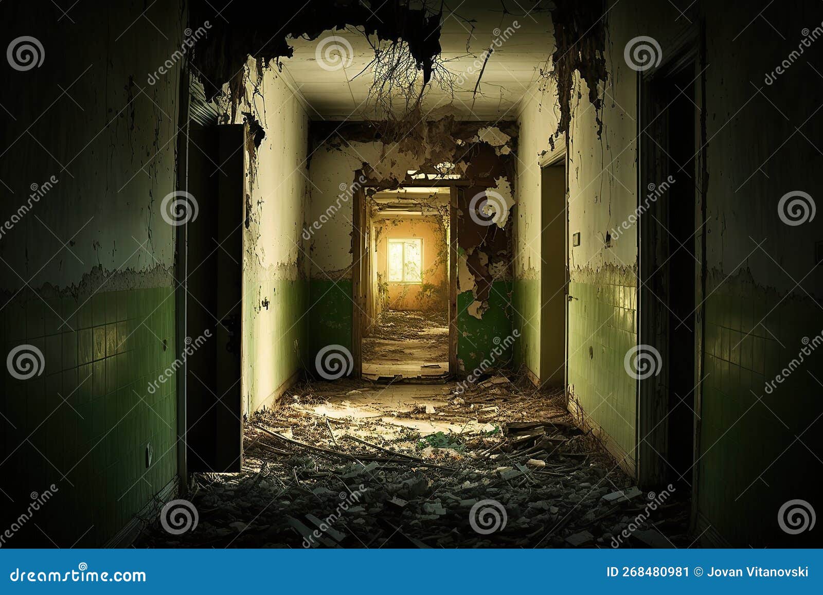 Space with Low Light . Horror Scene Stock Illustration - Illustration ...