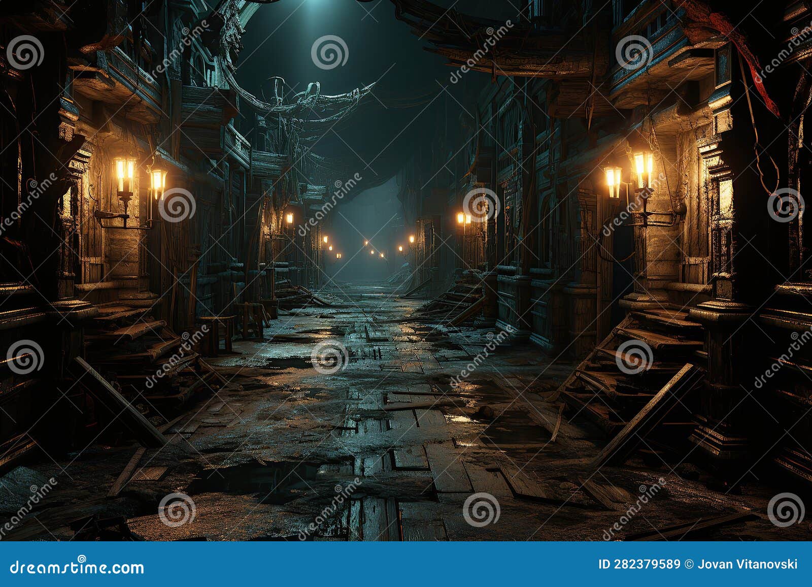 Spooky Space with Low Light . Horror Scene.Creepy and Haunting ...