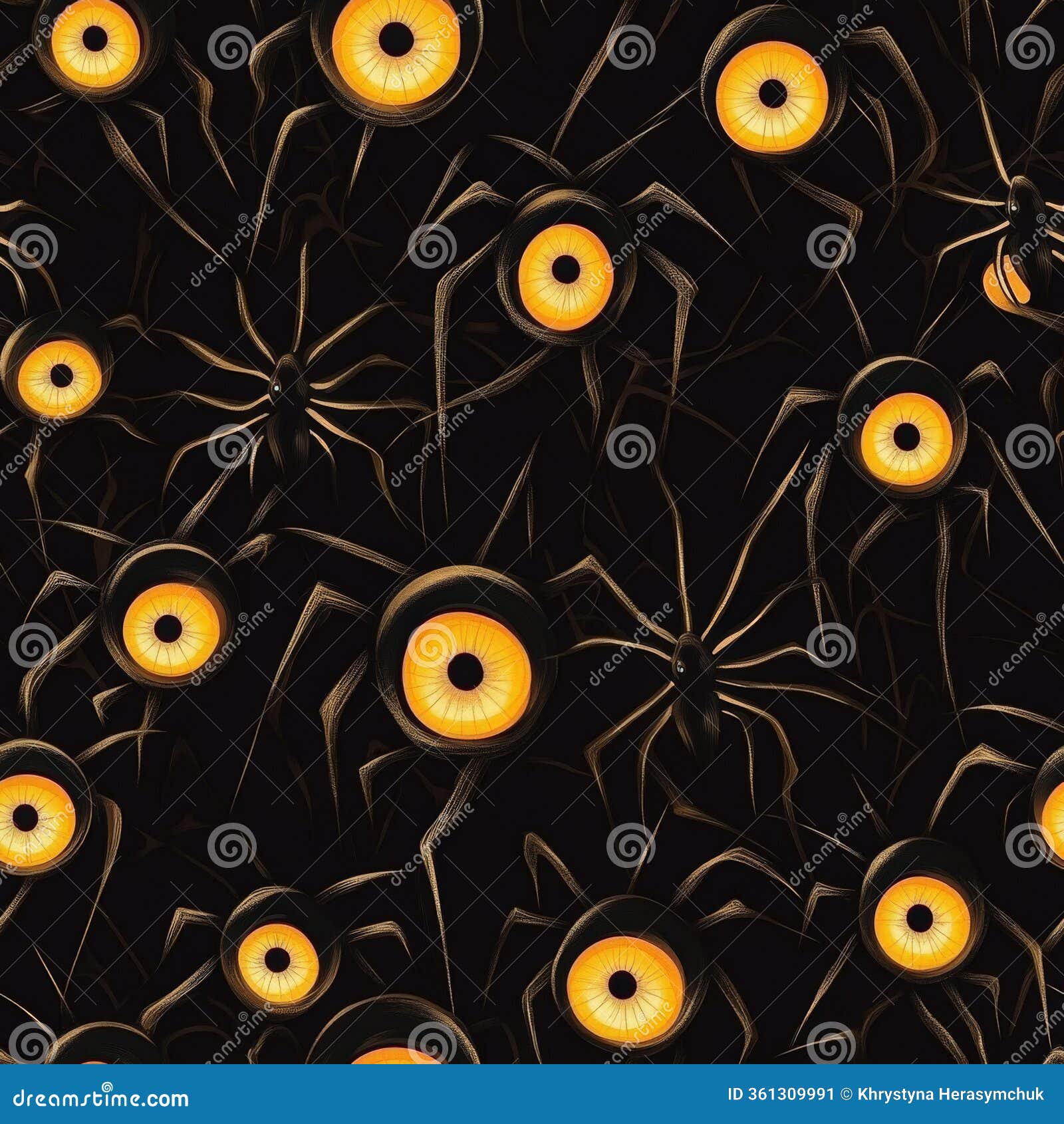A Spooky Spider Eye Pattern with Crawling Arachnids and Eerie Glowing ...
