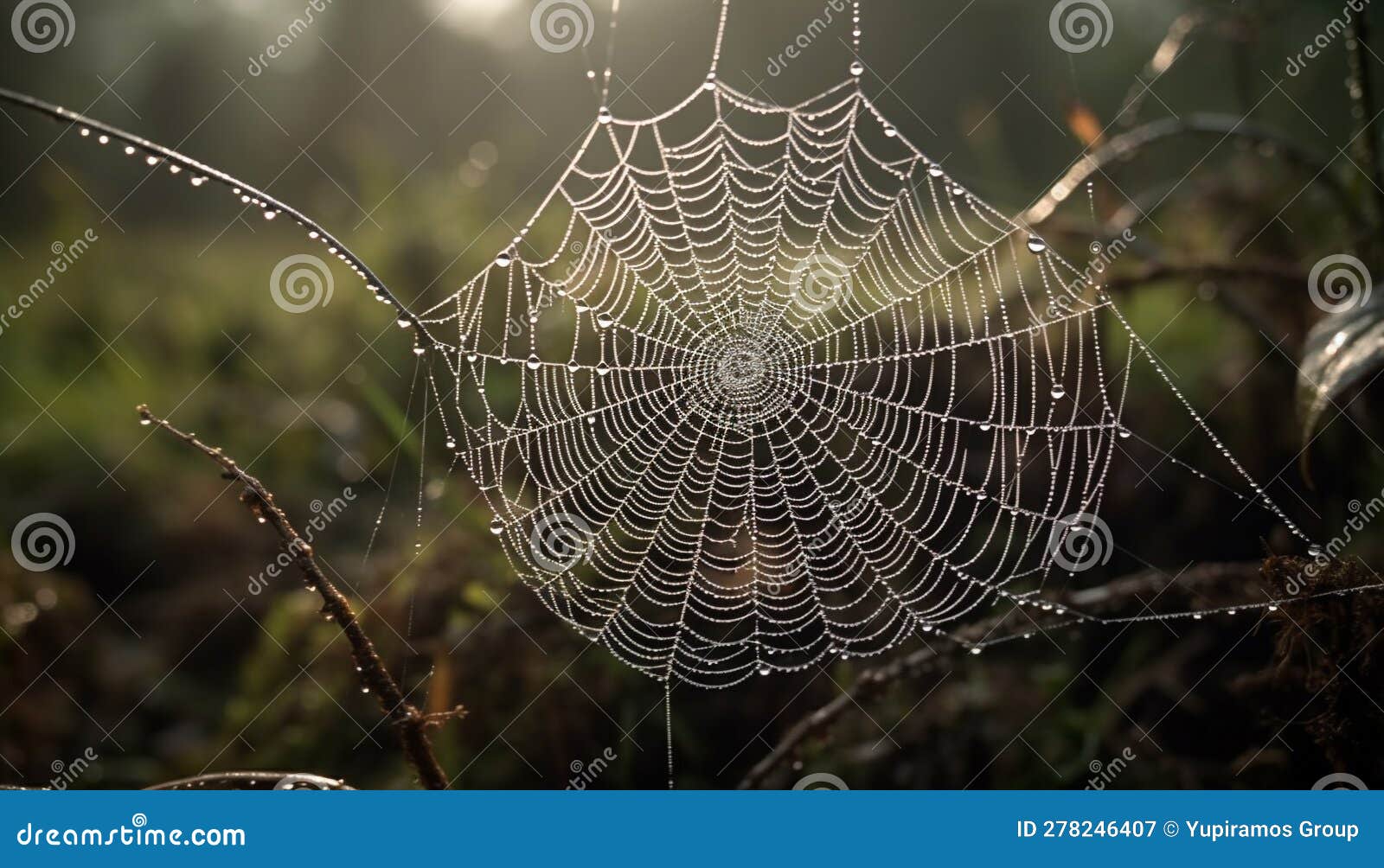 Spooky Spider Web Captures Dew Drop Sphere Generated by AI Stock Image ...