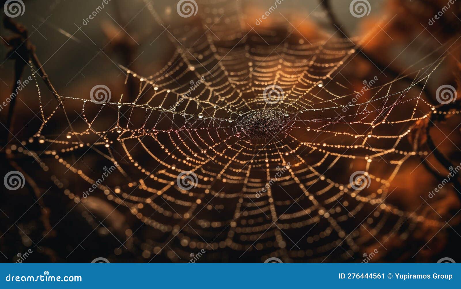 Spooky Spider Web Traps Dew Drops Beautifully Generated by AI Stock ...