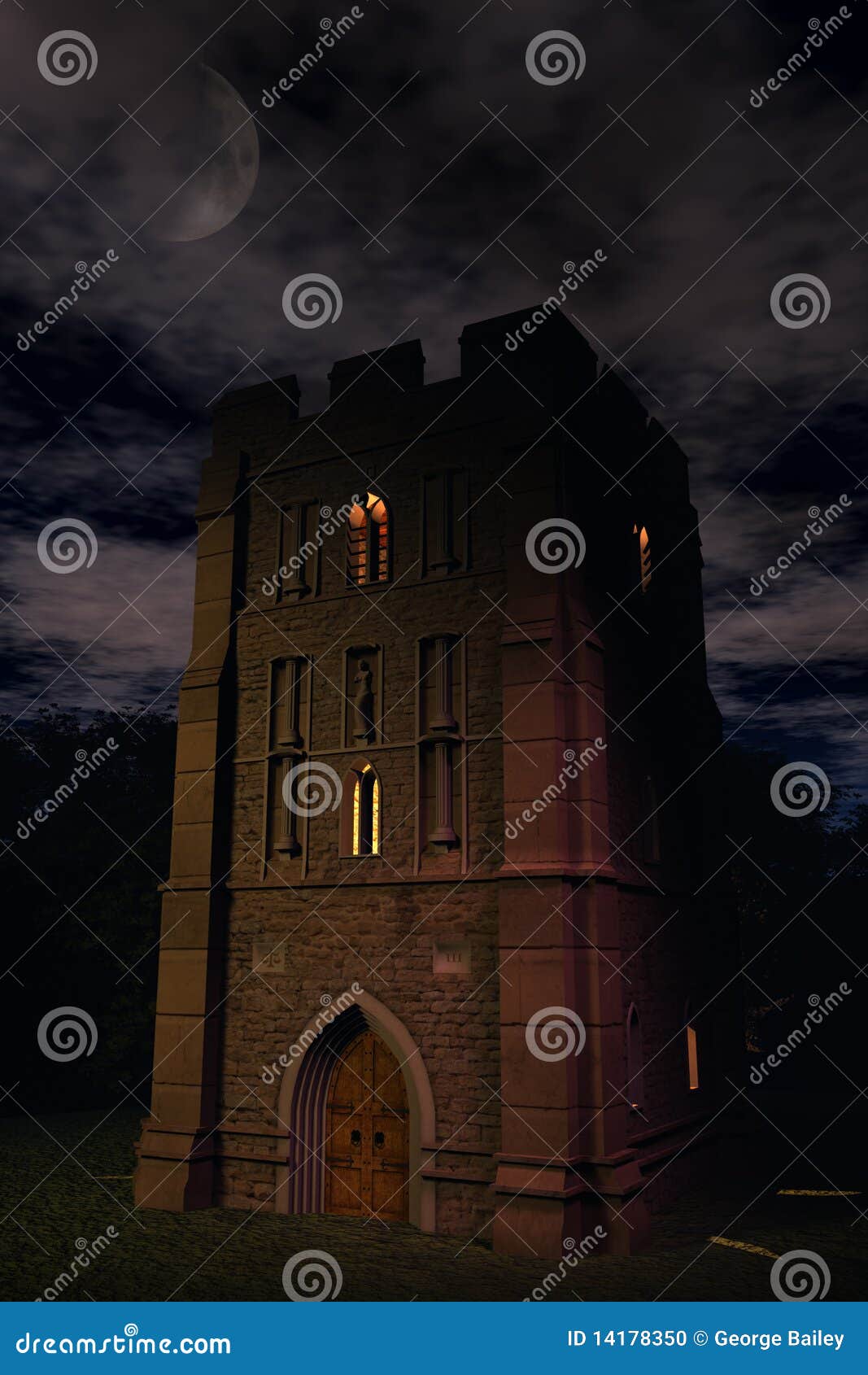 Spooky Tower at Night stock illustration. Illustration of tower - 14178350