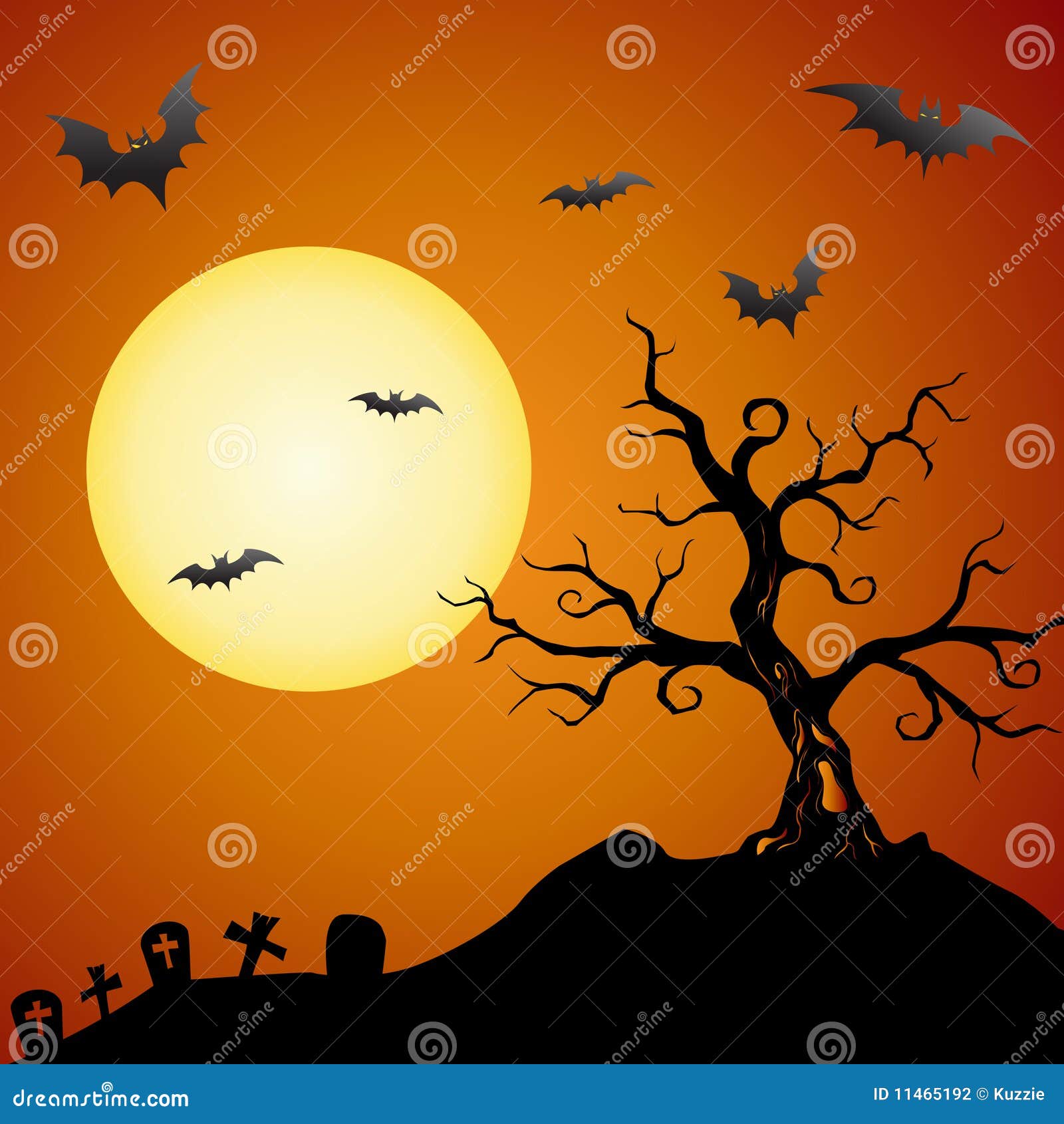 Spooky Tree Background stock vector. Illustration of celebration - 11465192