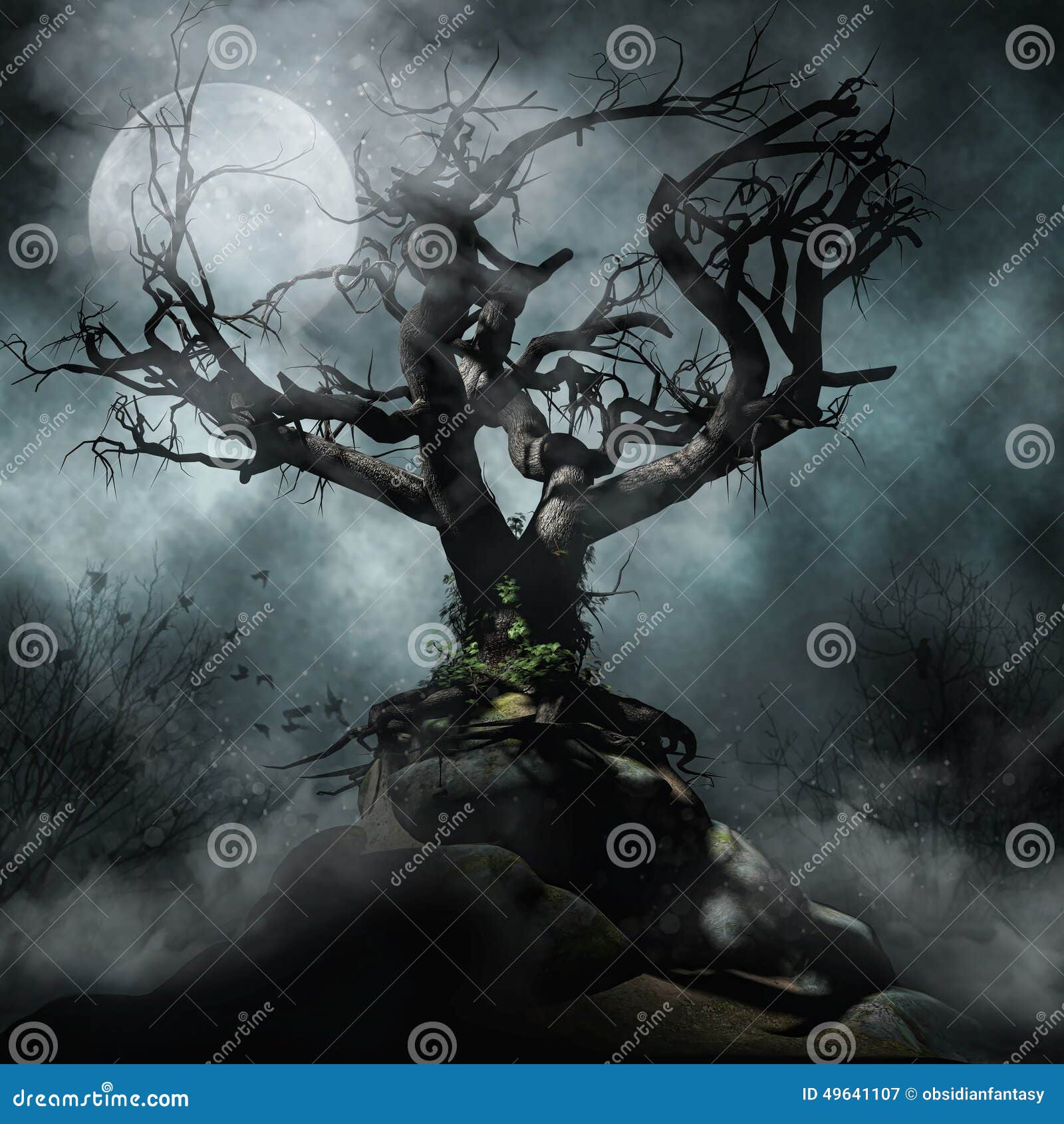 Spooky Tree Silhouette, Halloween Tree Silhouette, Dead Tree Silhouette ...