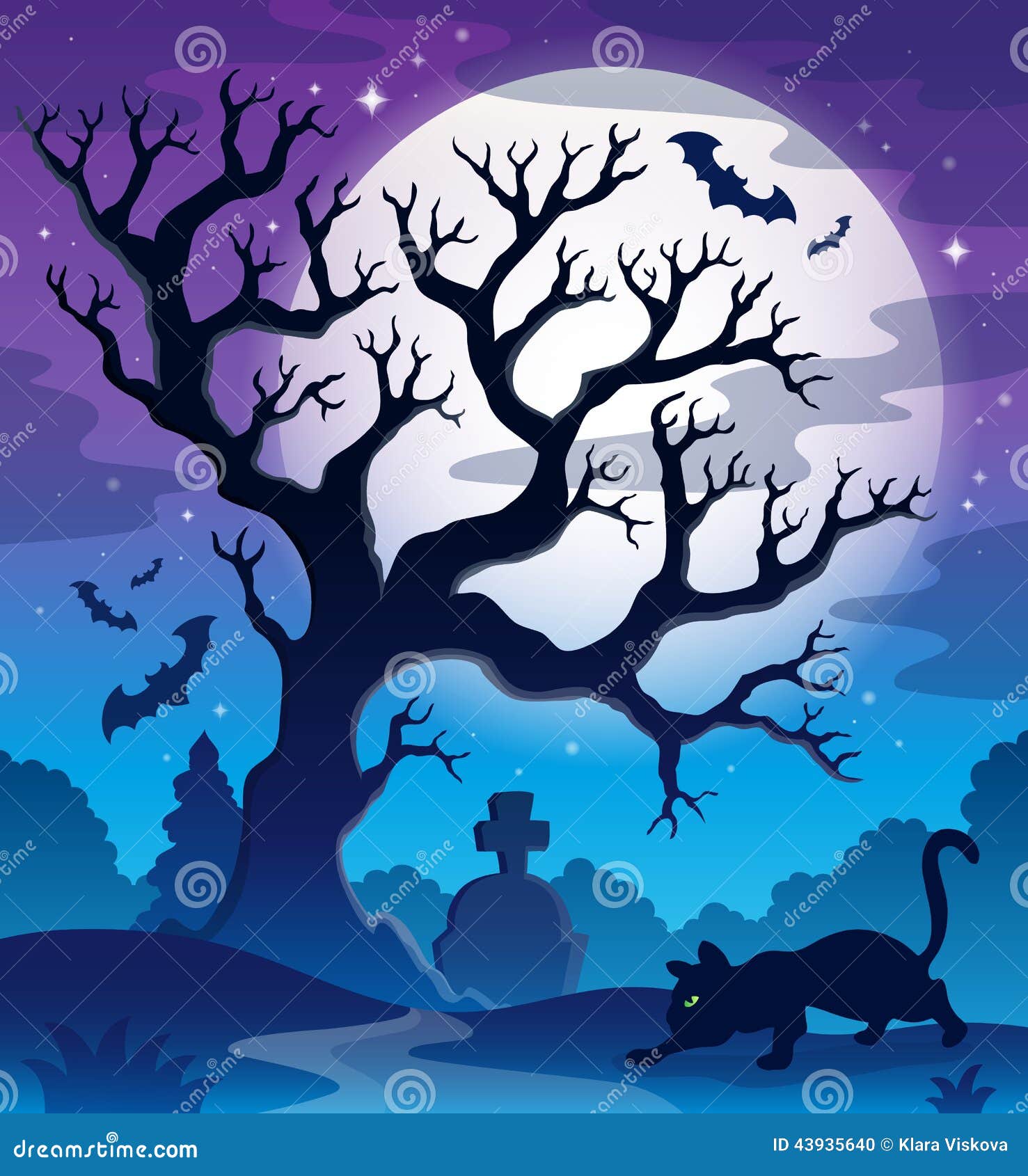 Spooky tree theme image 2 stock vector. Illustration of halloween ...