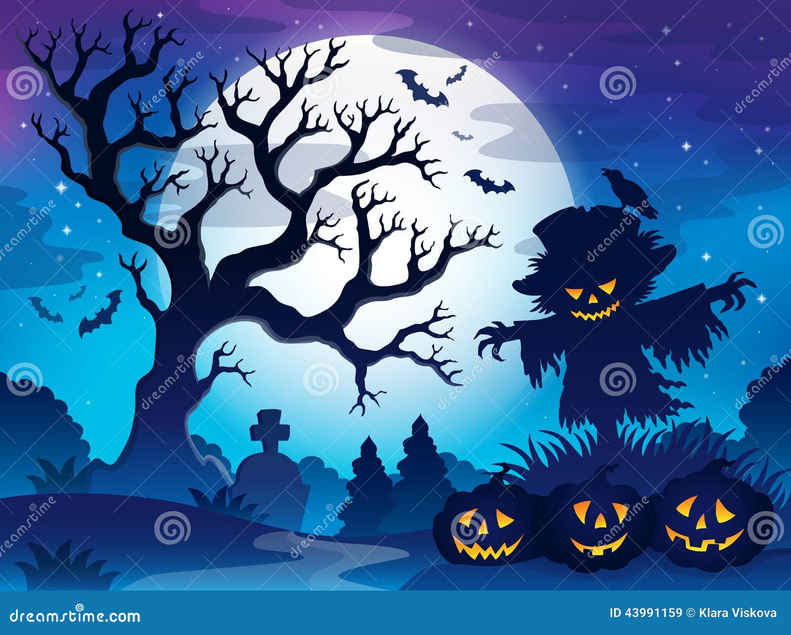 Spooky tree theme image 6 stock vector. Illustration of season - 43991159
