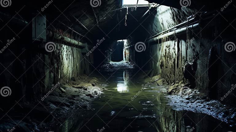 Spooky Underground Bunker Forgotten Stock Illustration - Illustration ...