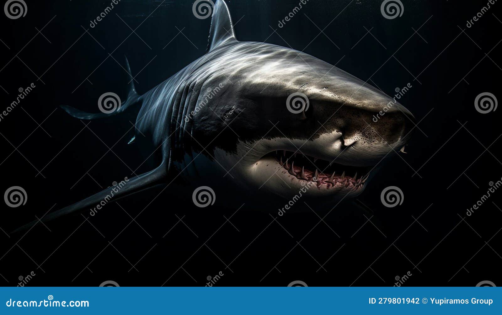 Majestic Blacktip Reef Shark Swimming In Spooky Underwater Reef ...