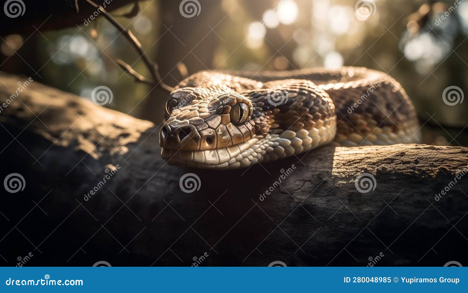Spooky Viper Crawls on Branch, Focus on Its Markings Generated by AI ...