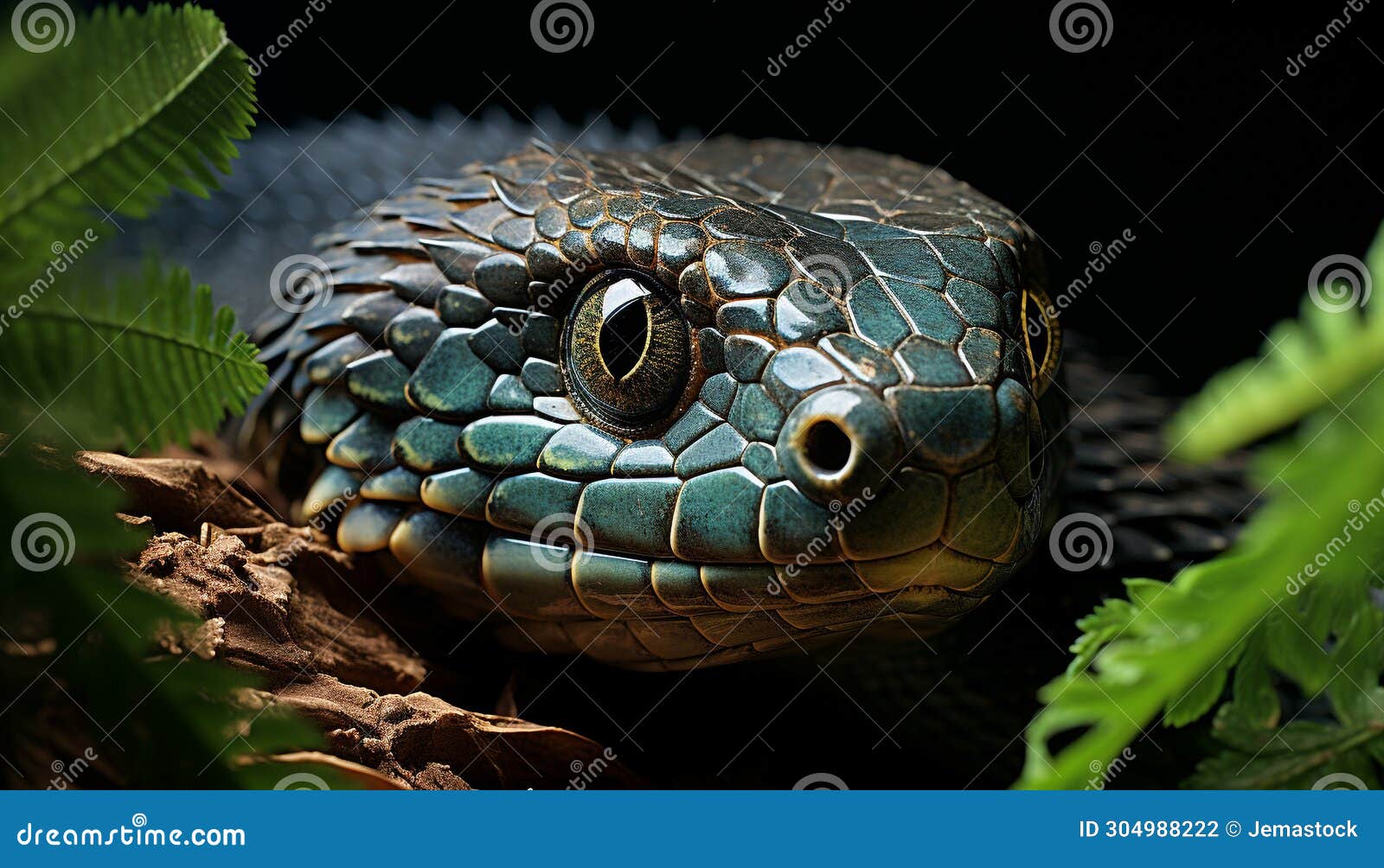Spooky Viper in Tropical Forest, Danger in Nature Generated by AI Stock ...
