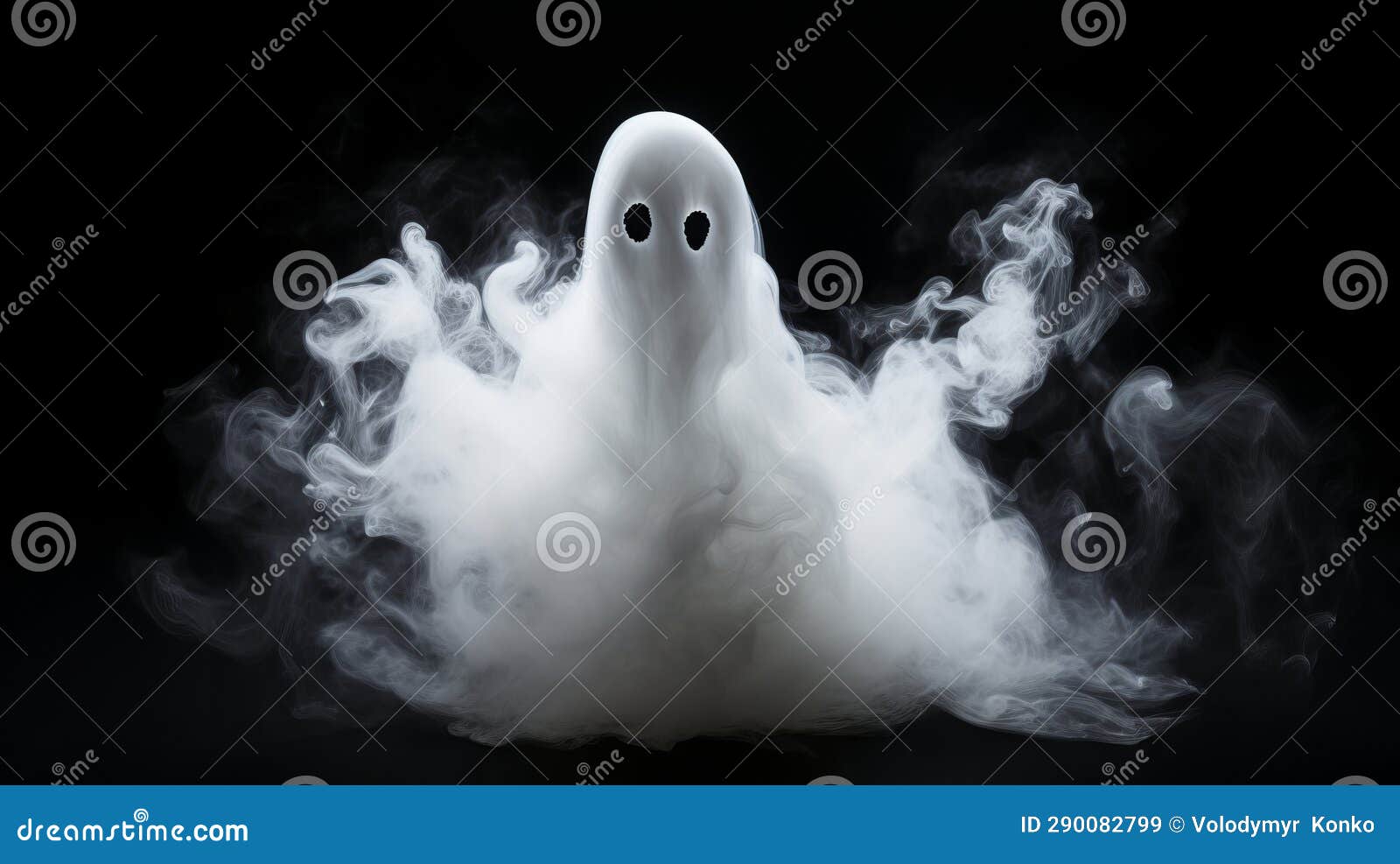 A Spooky White Ghost Floating in a Misty Black Background. Generative ...