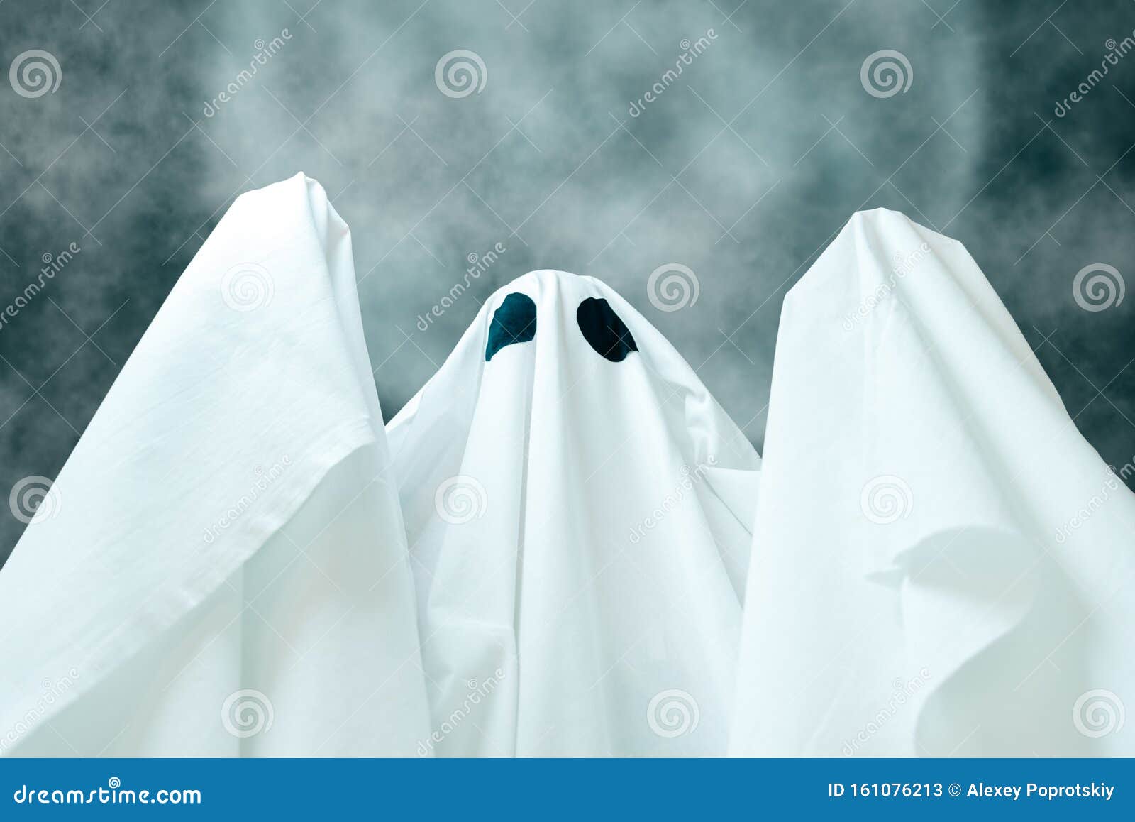 Spooky White Ghost in Halloween Night. Stock Image - Image of black ...