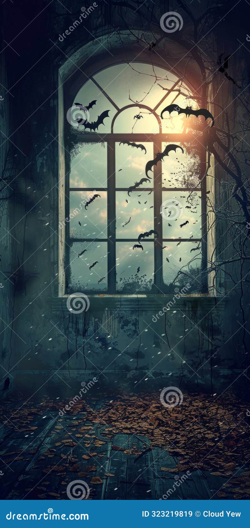 Spooky Window Layout Background Stock Illustration - Illustration of ...