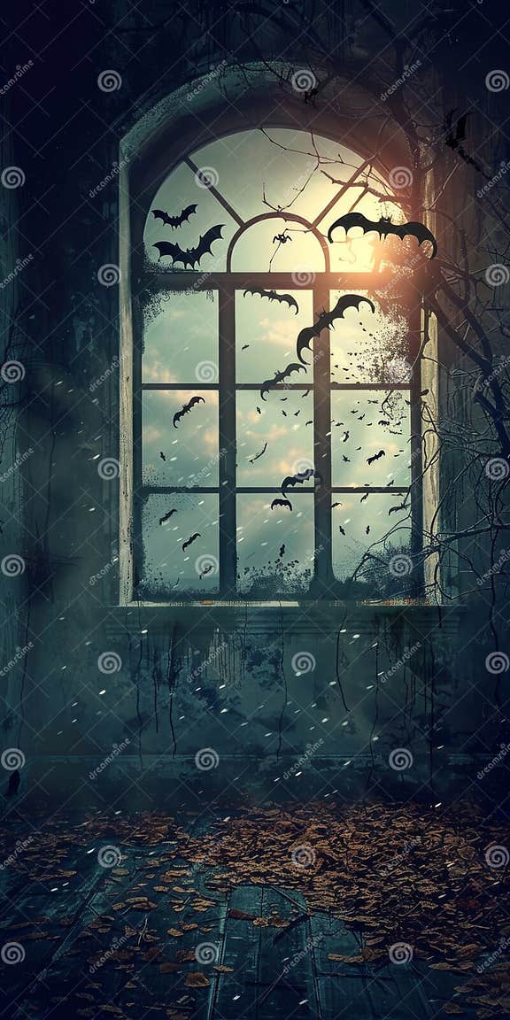 Spooky Window Layout Background Stock Illustration - Illustration of ...