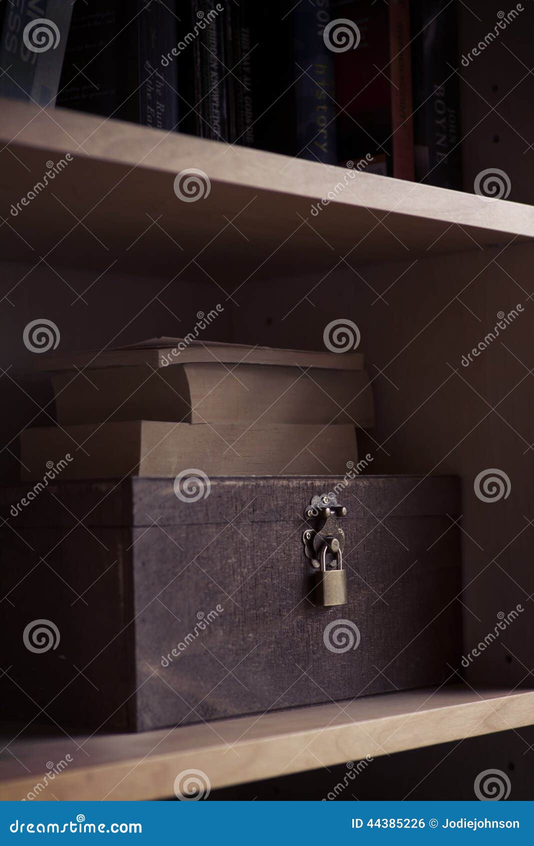 Spooky Wooden Box with Lock Stock Photo - Image of lock, books: 44385226