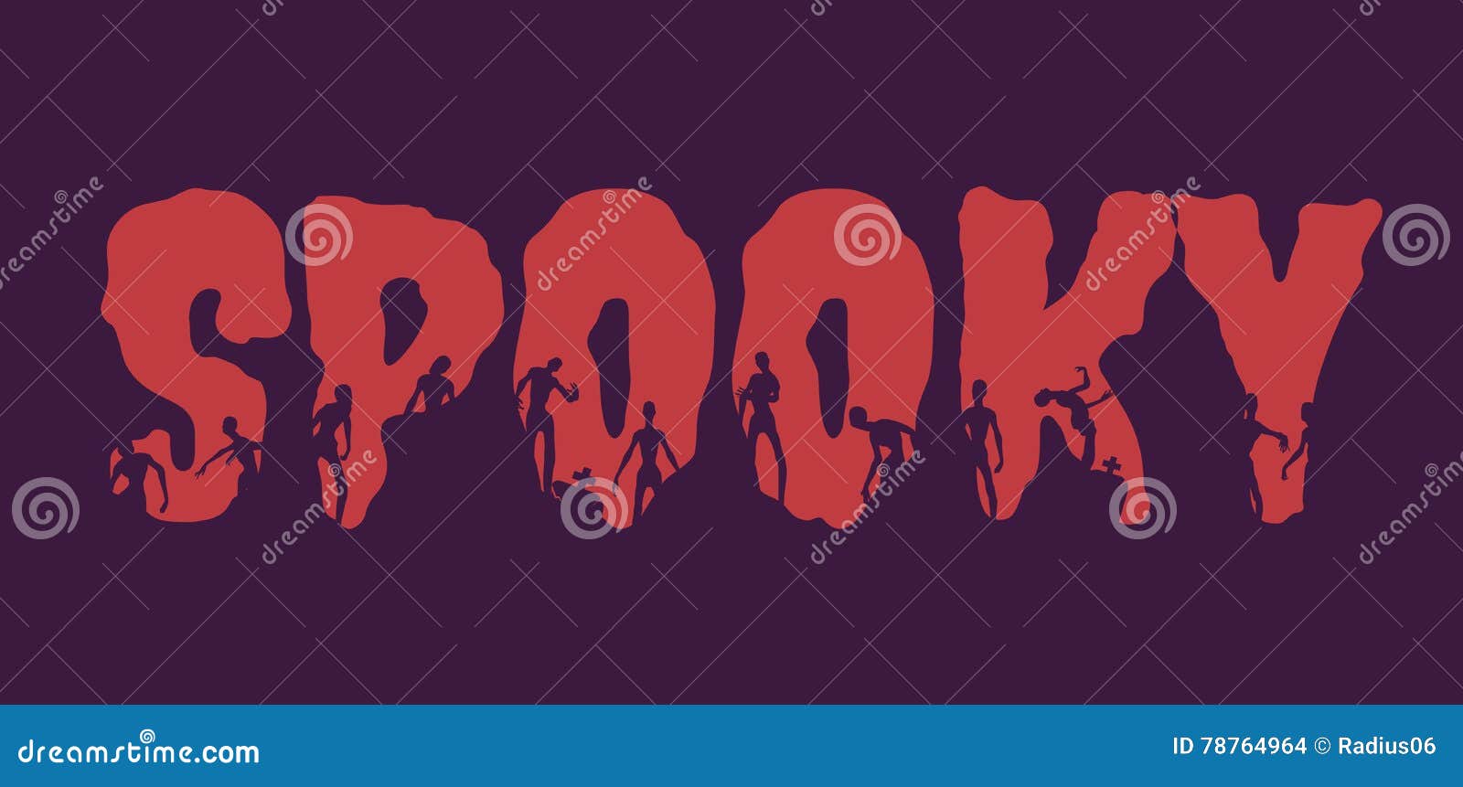 Spooky Word and Silhouettes on Them Stock Vector - Illustration of ...