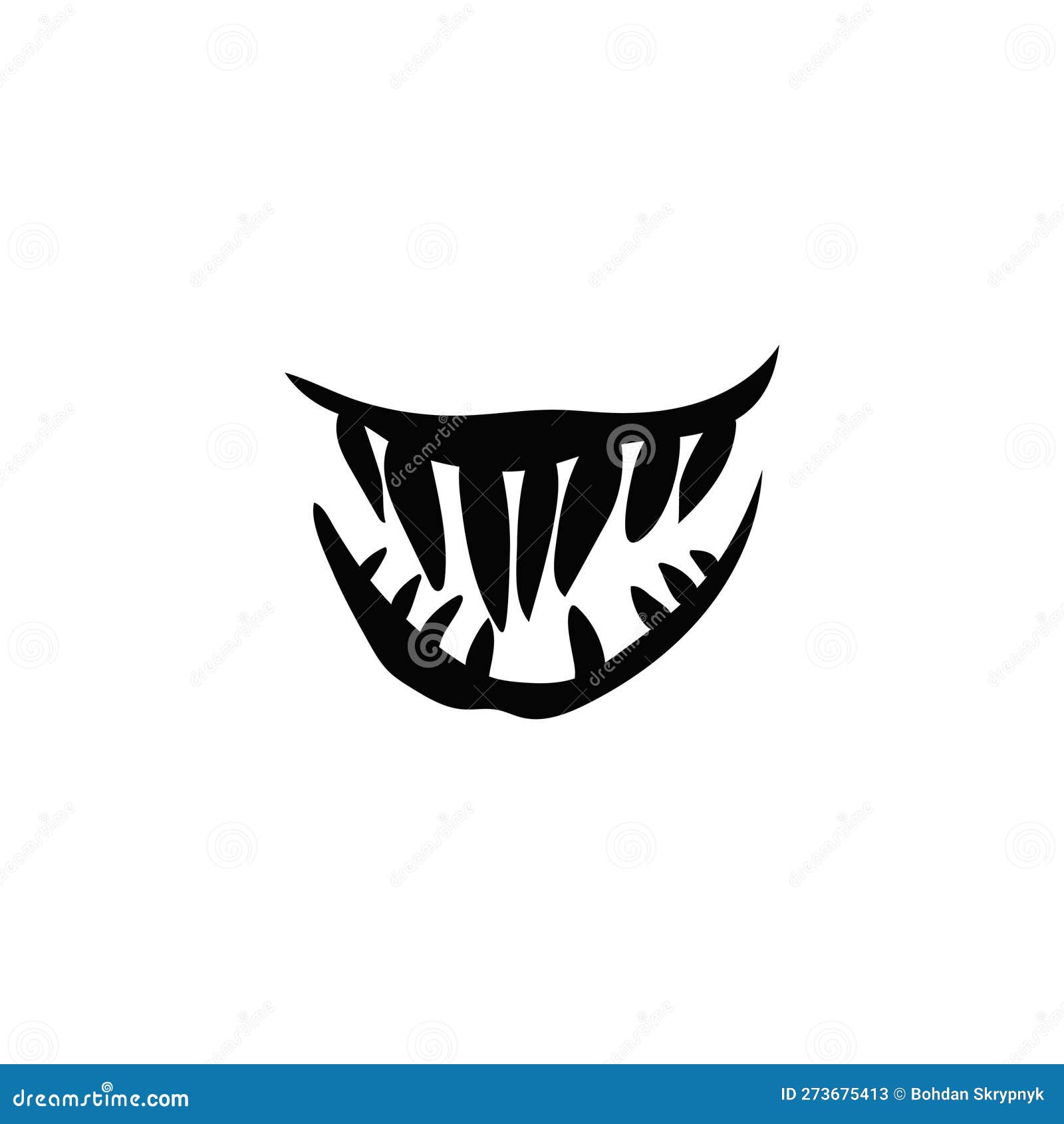 Spooky Zombie Mouth. Horror Creature Joy with Sharp Teeth Stock Vector ...