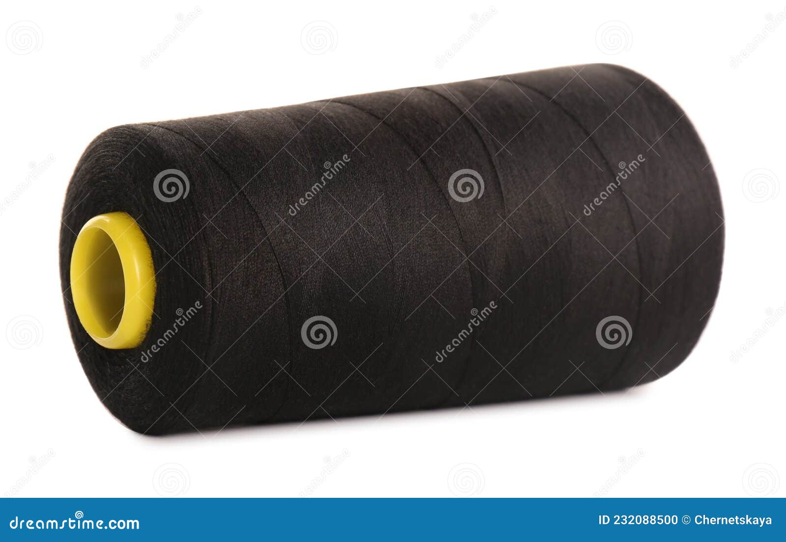 Spool of Black Sewing Thread Isolated on White Stock Photo - Image of ...